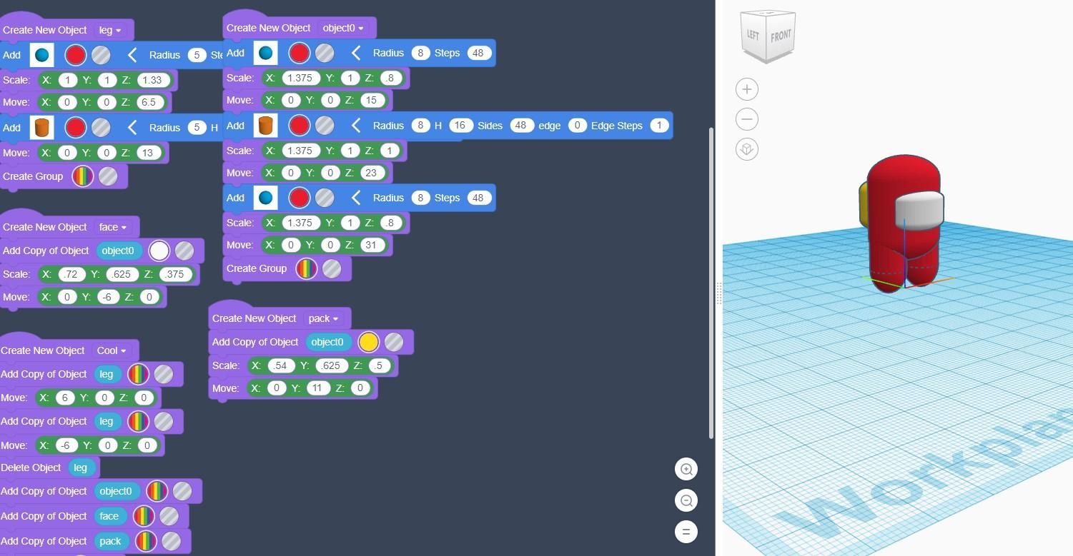 Among Us Character With Tinkercad Code Blocks : 6 Steps (with Pictures ...