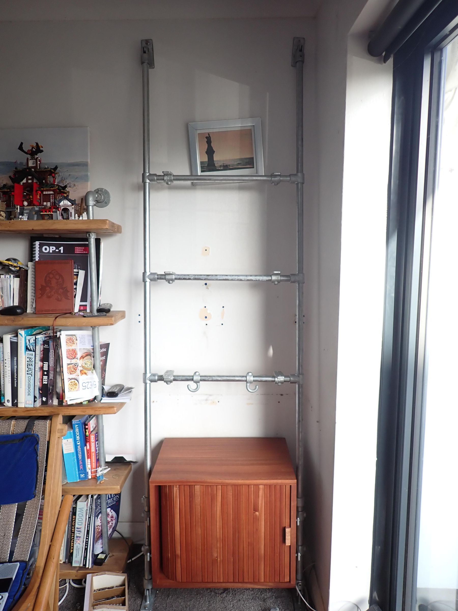 Scaffolding Ladder Bookshelf With Tambour Door Cupboard Designed in ...