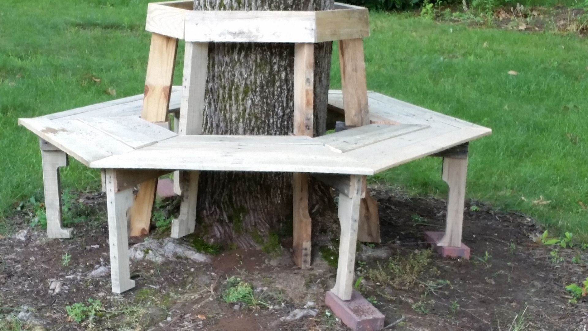 DIY Hexagonal Tree Bench From Wood Pallets - 100% Pallet Wood : 12 ...