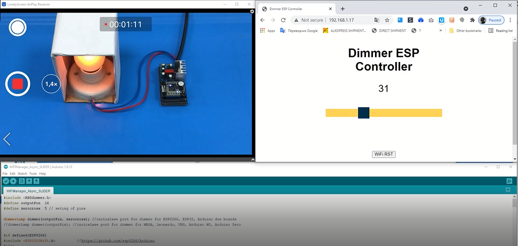 Arduino AC Power Dimmer. WiFi ESP8266/ESP32. Web User Interface : 4 ...