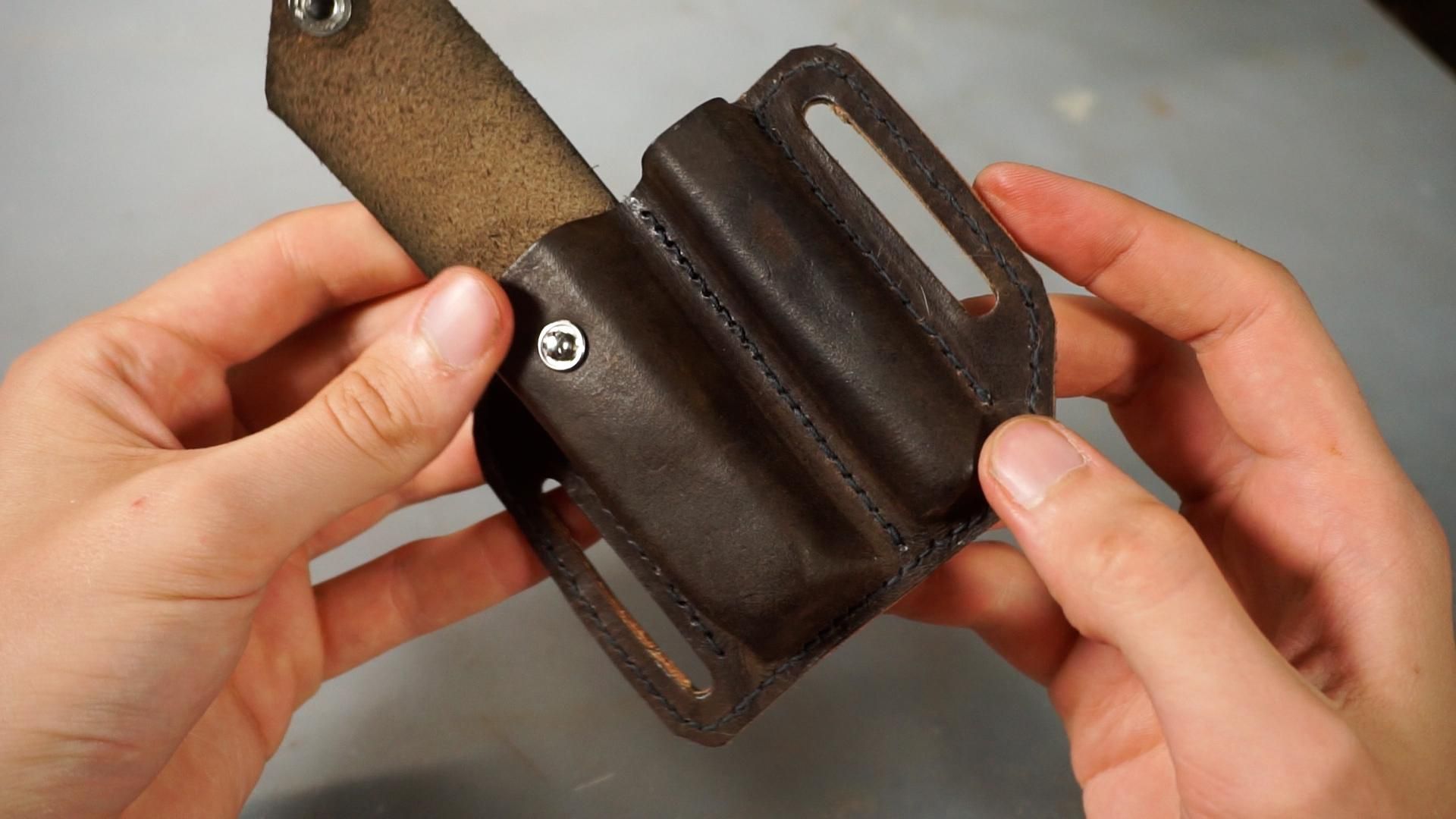 Wet Molded EDC Leather Sheath for a Swiss Army Knife and a Flashlight ...