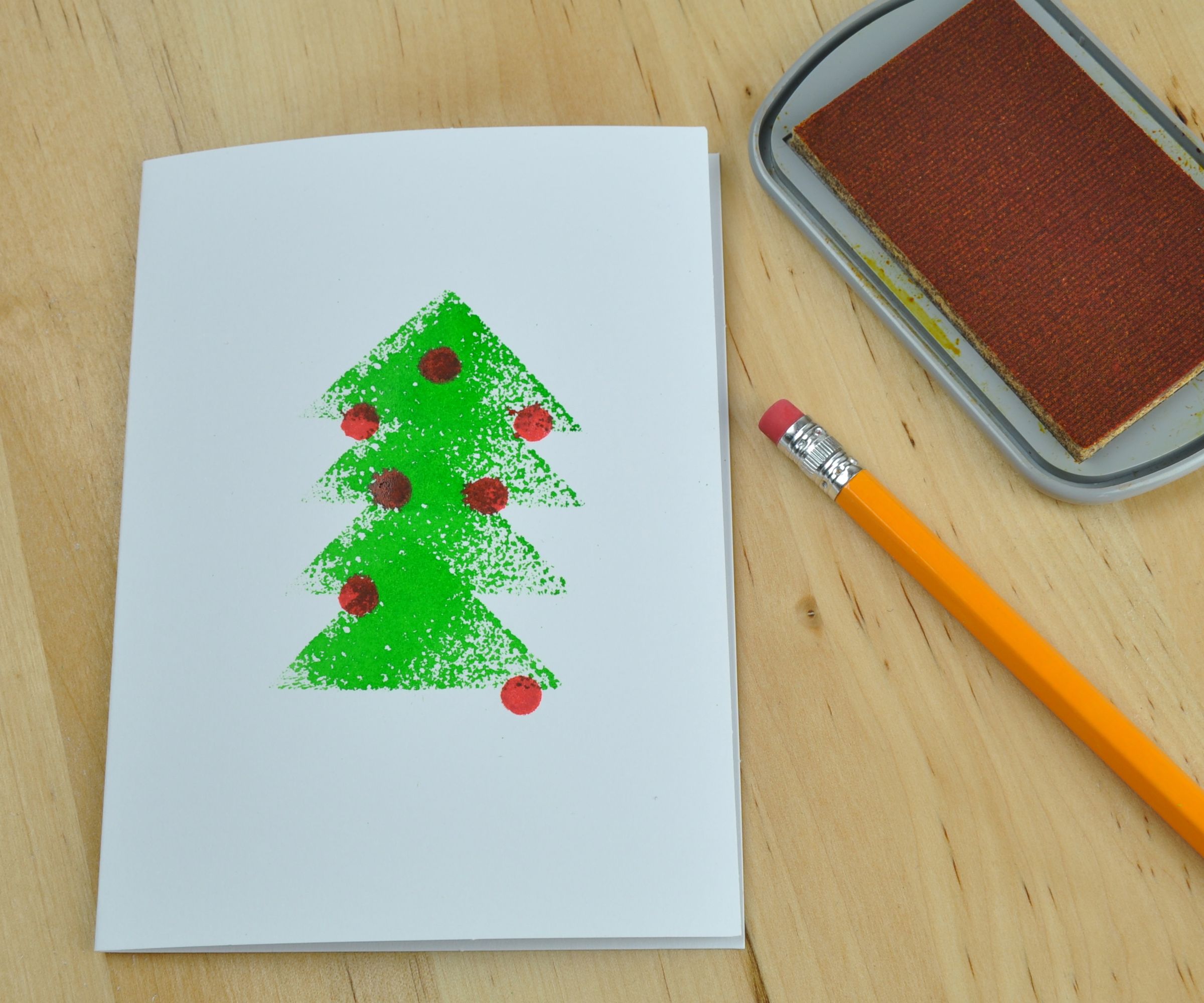 Sponge Stamped Christmas Tree Card : 4 Steps (with Pictures ...