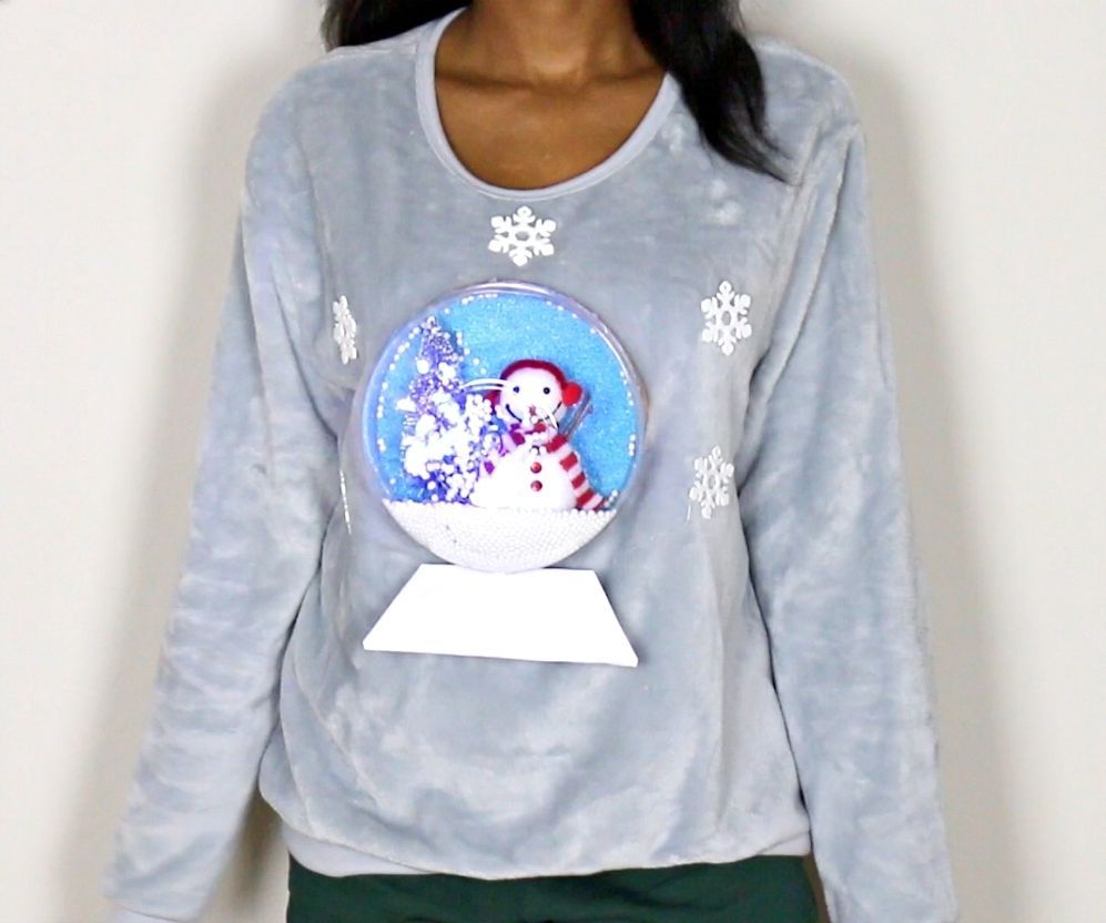 DIY 3D Light-Up Snow Globe Ugly Christmas Sweater : 13 Steps (with ...