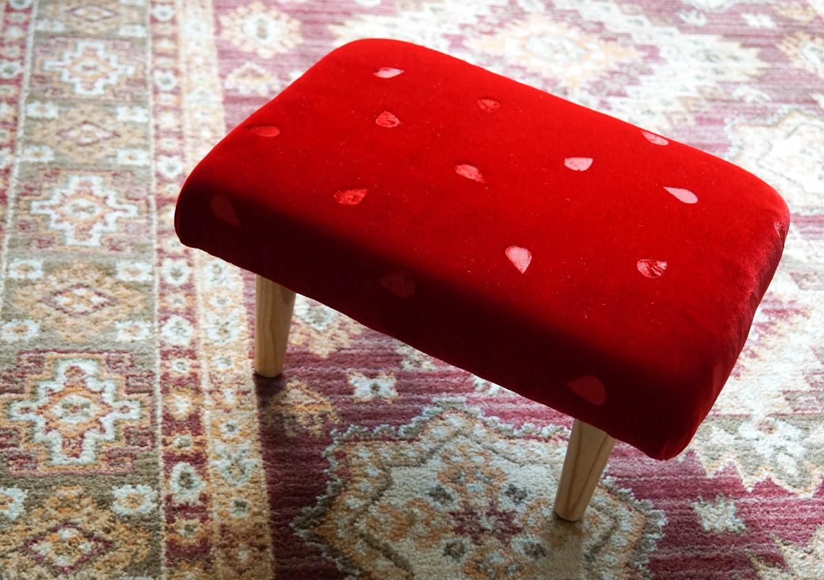 DIY Upholstered Footstool W/ an Embossed Velvet 'Strawberry' Design ...