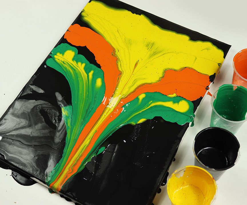 Acrylic Pouring String Pull Abstract Flower Painting : 5 Steps ...