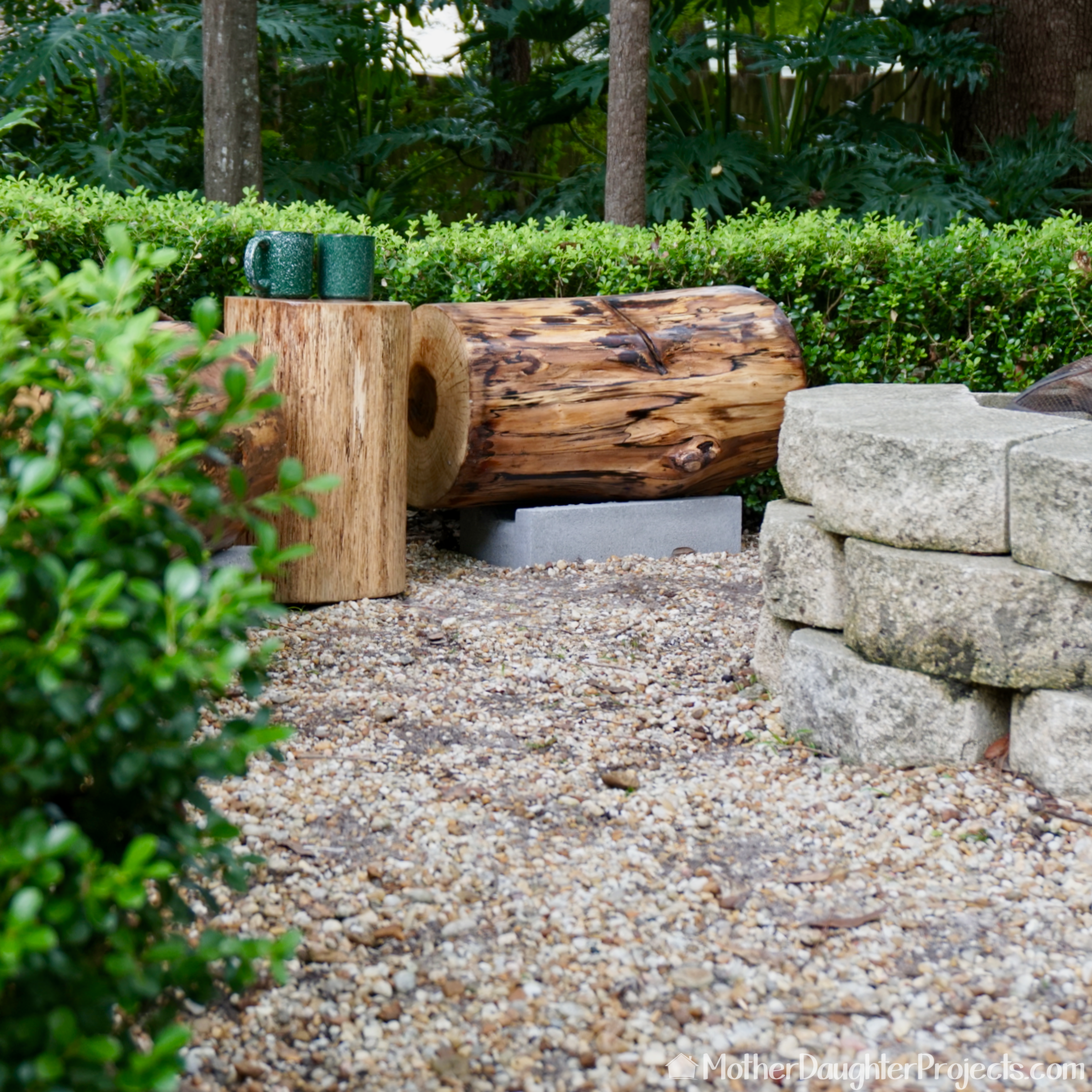 Log and Concrete Fire Pit Benches : 7 Steps (with Pictures) - Instructables