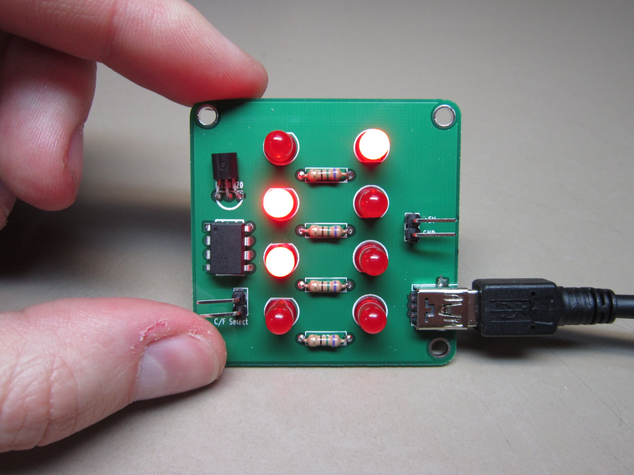 Binary Thermometer Usb Powered 8 Steps Instructables