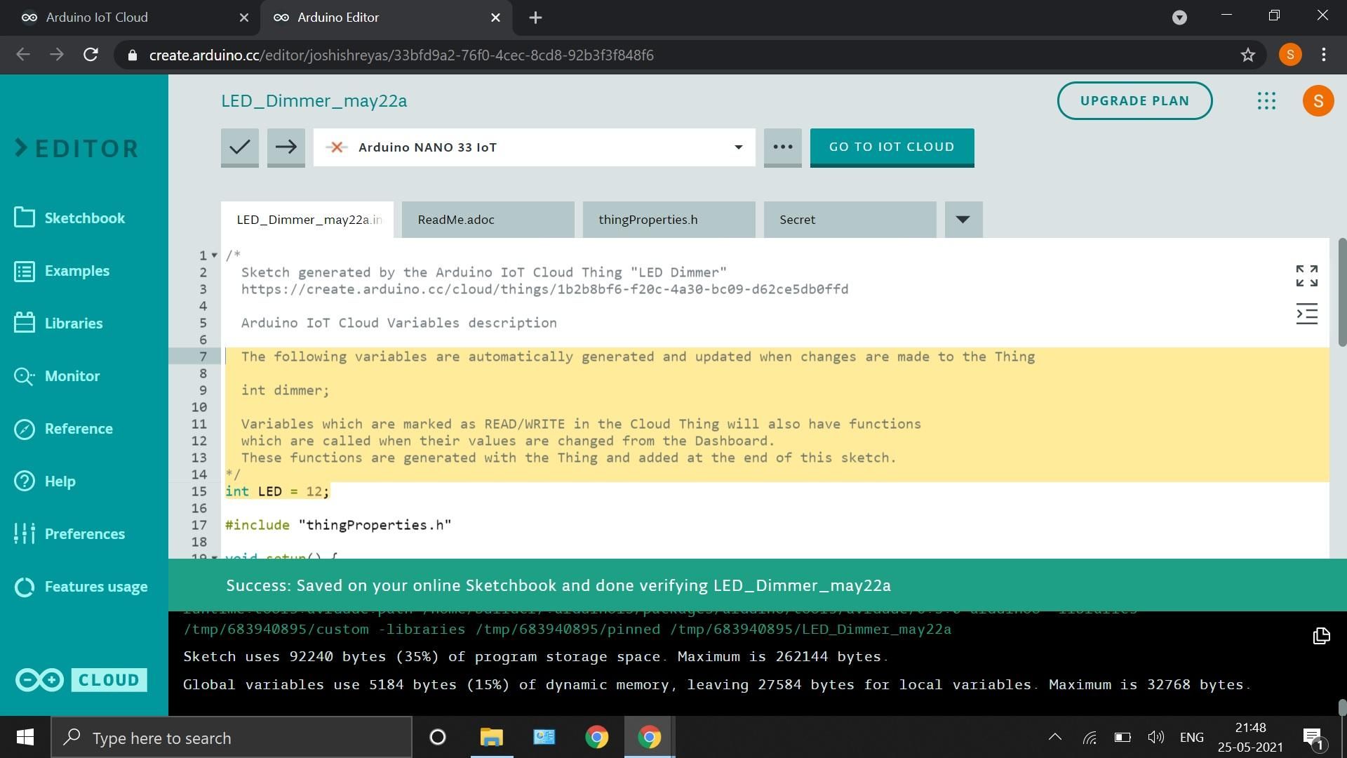 Getting Started With Arduino IoT Cloud for Arduino Nano 33 IoT : 10 ...