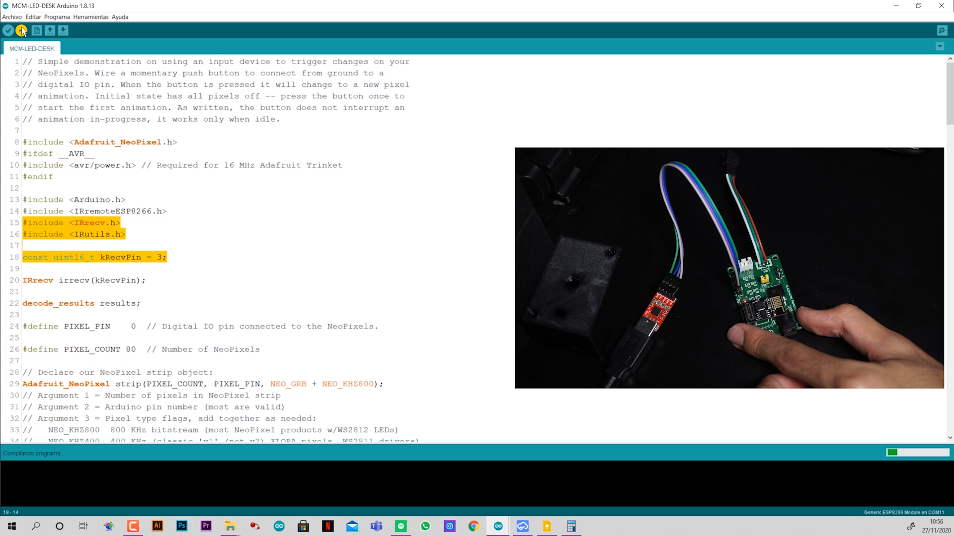 Smart Desk LED Light | Smart Lighting W/ Arduino | Neopixels Workspace ...