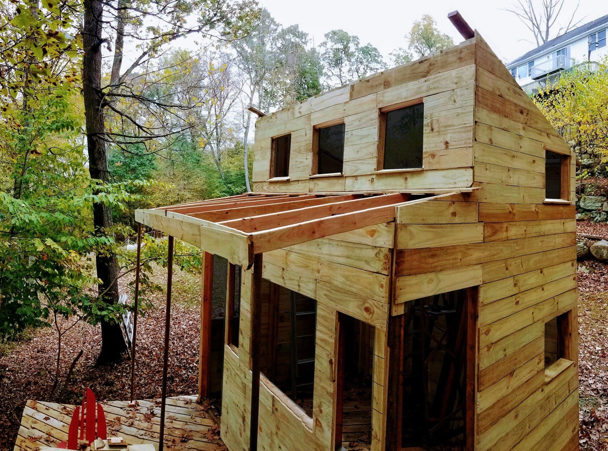 Pallet Man-shed, One-man Build, Walls and Roof Up . Part Four : 9 Steps ...