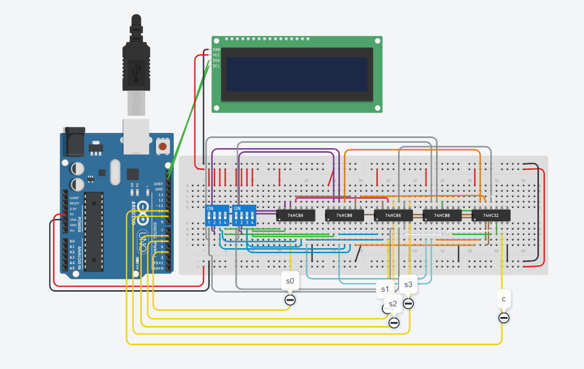 4 Bit Adder With the Output Displayed in Binary and Decimal on an LCD ...