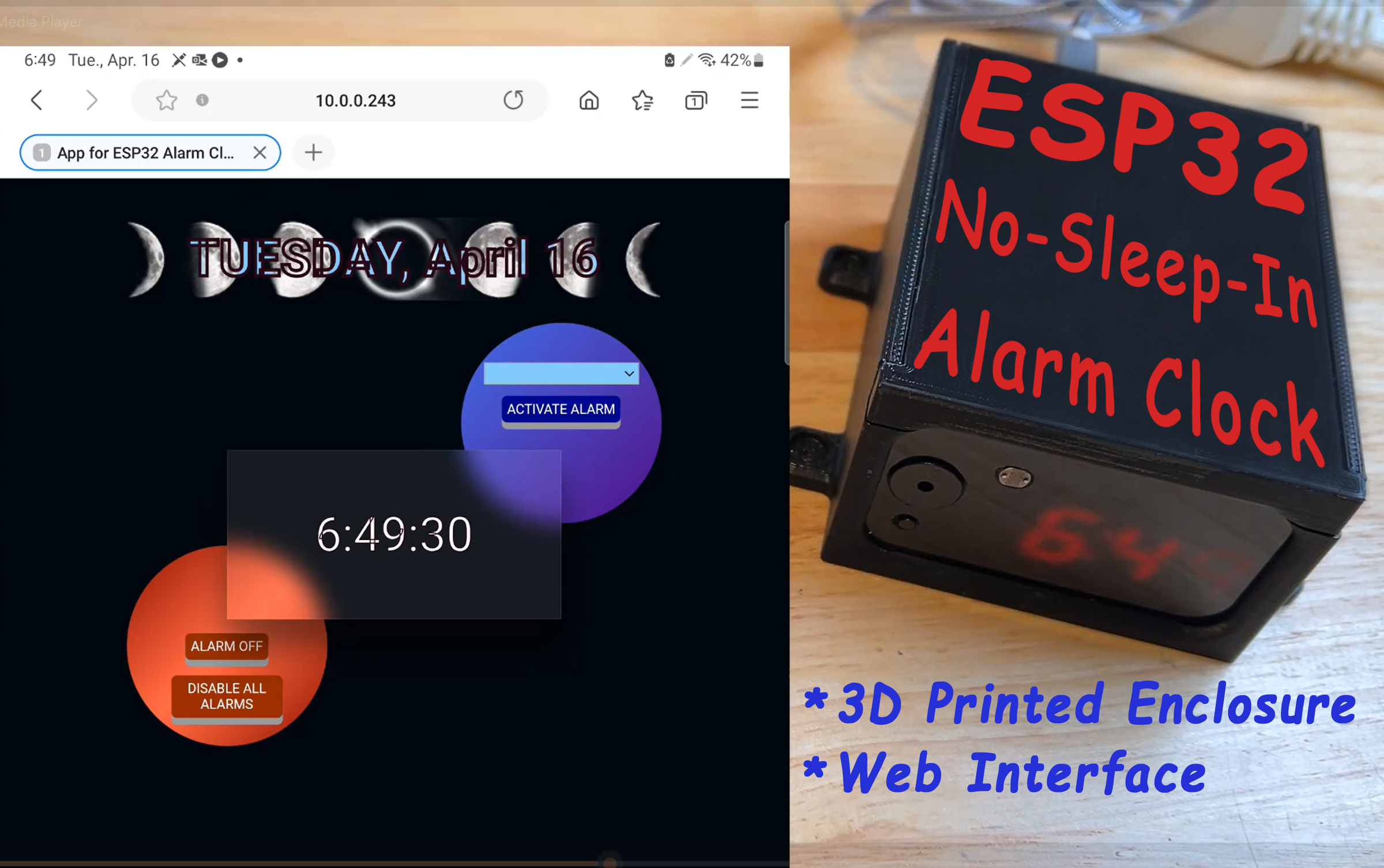 ESP32 No-Sleep-In Wi-Fi Alarm Clock in 3D Printed Enclosure : 6 Steps - Instructables