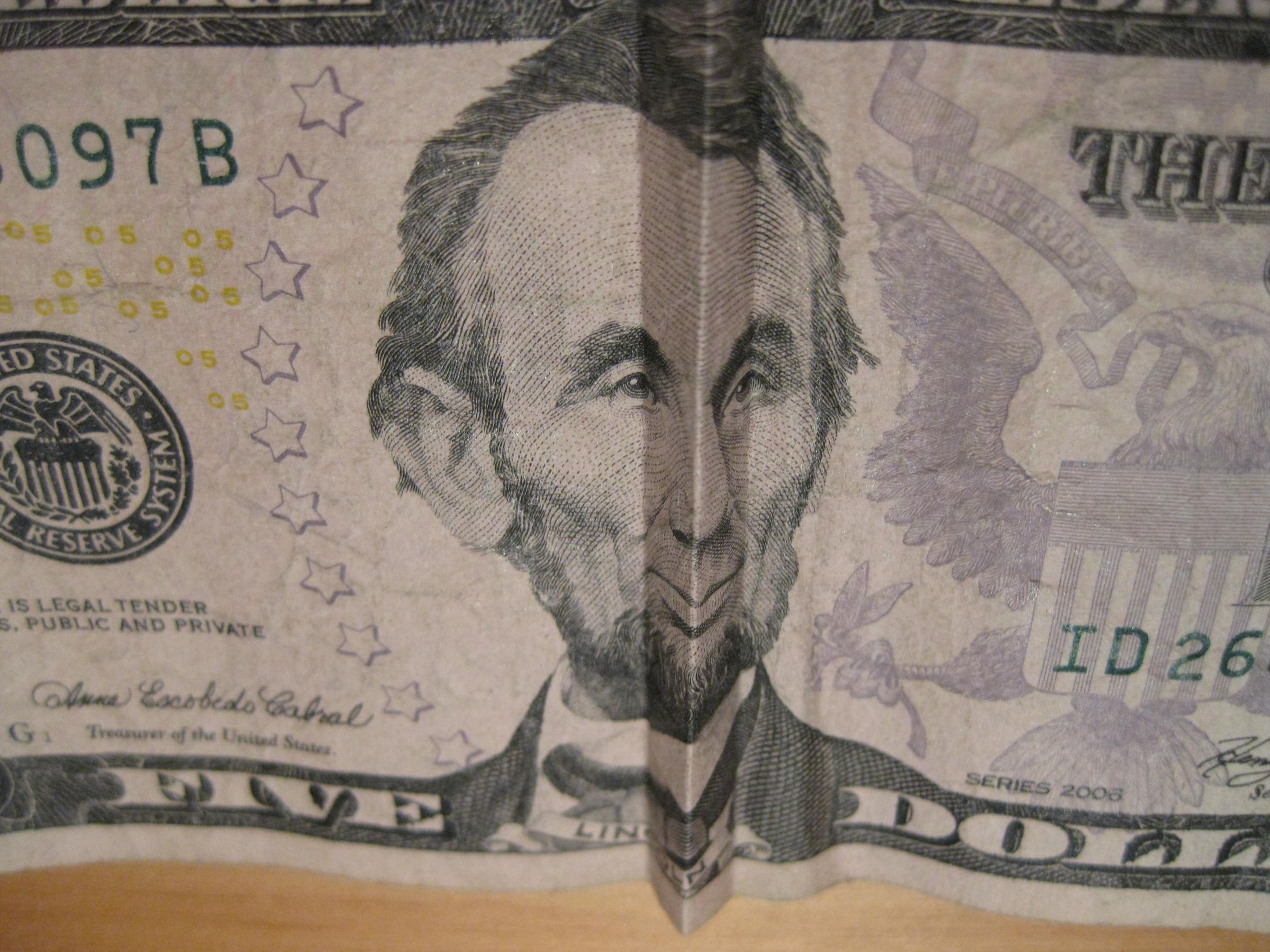 Money Tricks: How to Make Abe Lincoln (on the $5 Bill) Smile and Frown ...