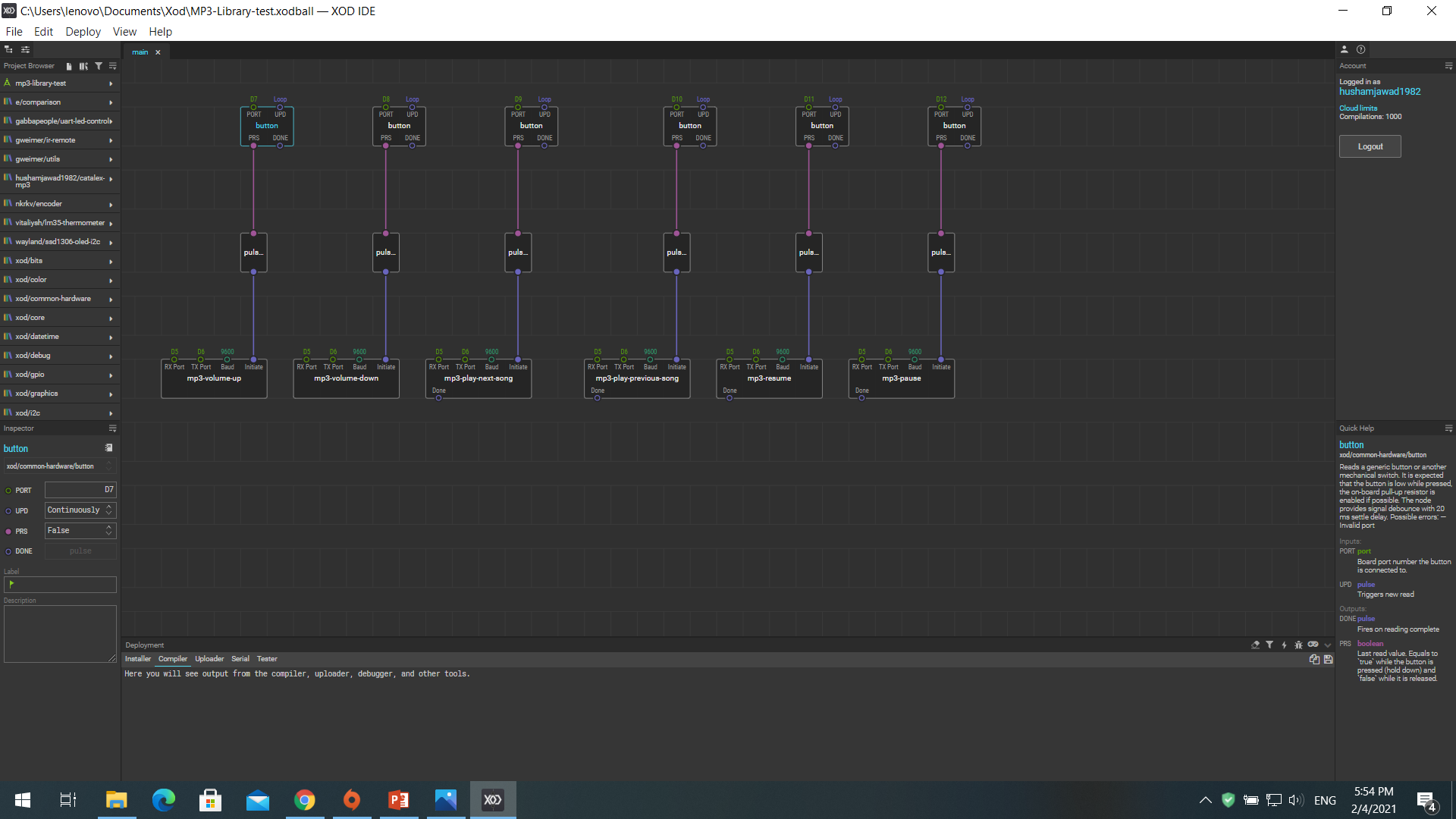 Control MP3 Player Using Arduino Programmed by XOD : 4 Steps ...