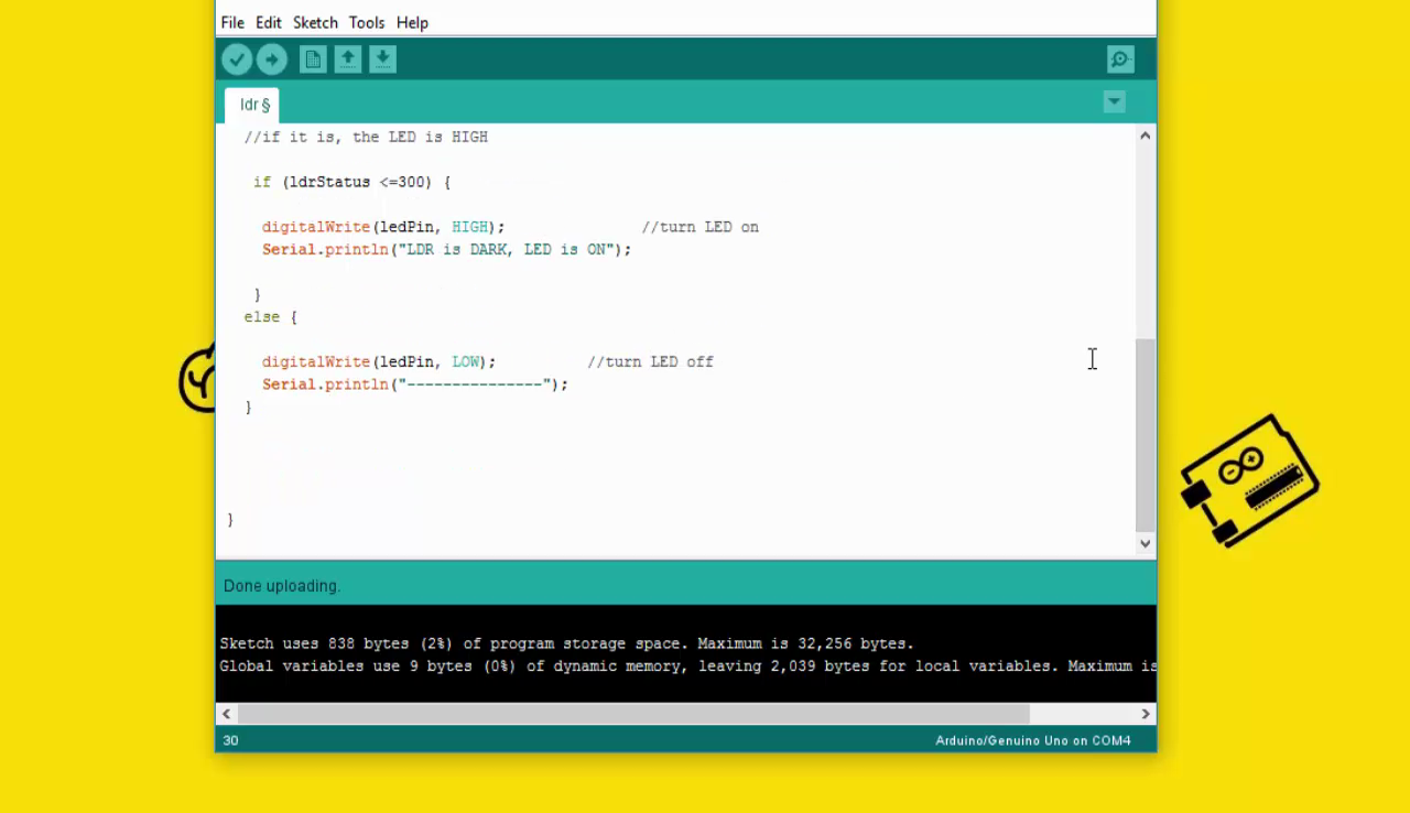 Arduino - LDR With LED : 6 Steps (with Pictures) - Instructables