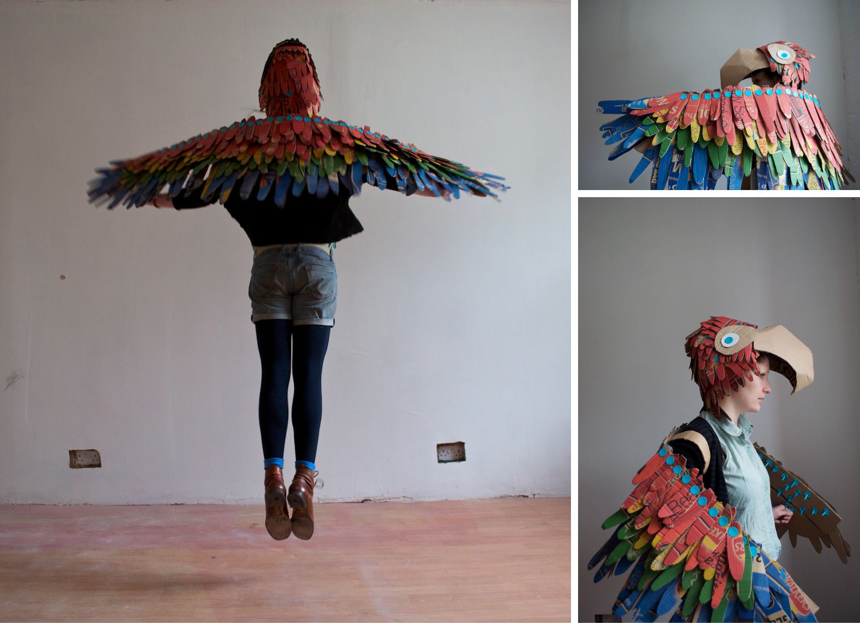 Makedo Parrot Costume: Wearable Bird Wings and Parrot Hat : 11 Steps ...