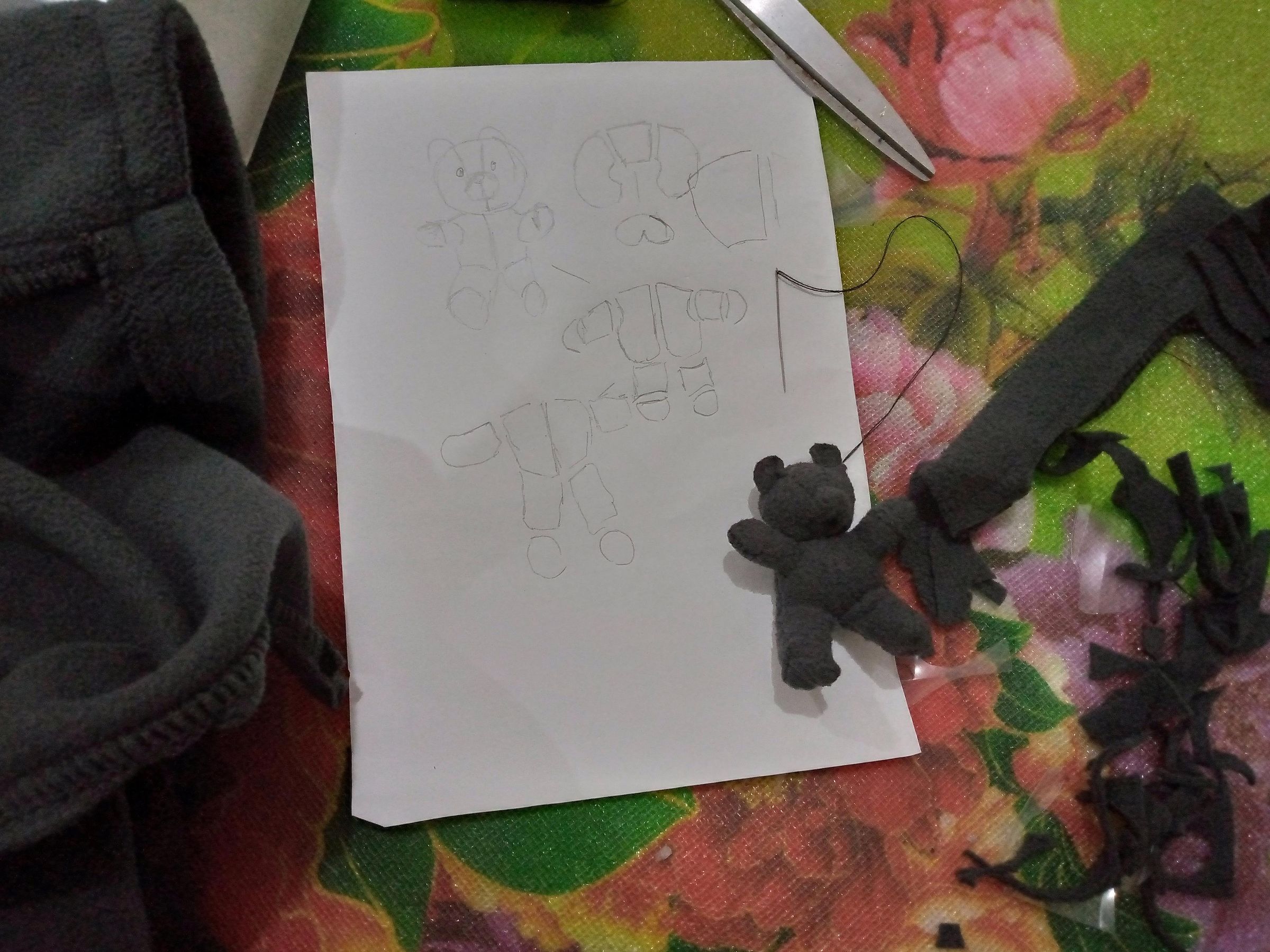 Making Little Teddy With Real Pattern Doll Hand Sewing : 6 Steps ...