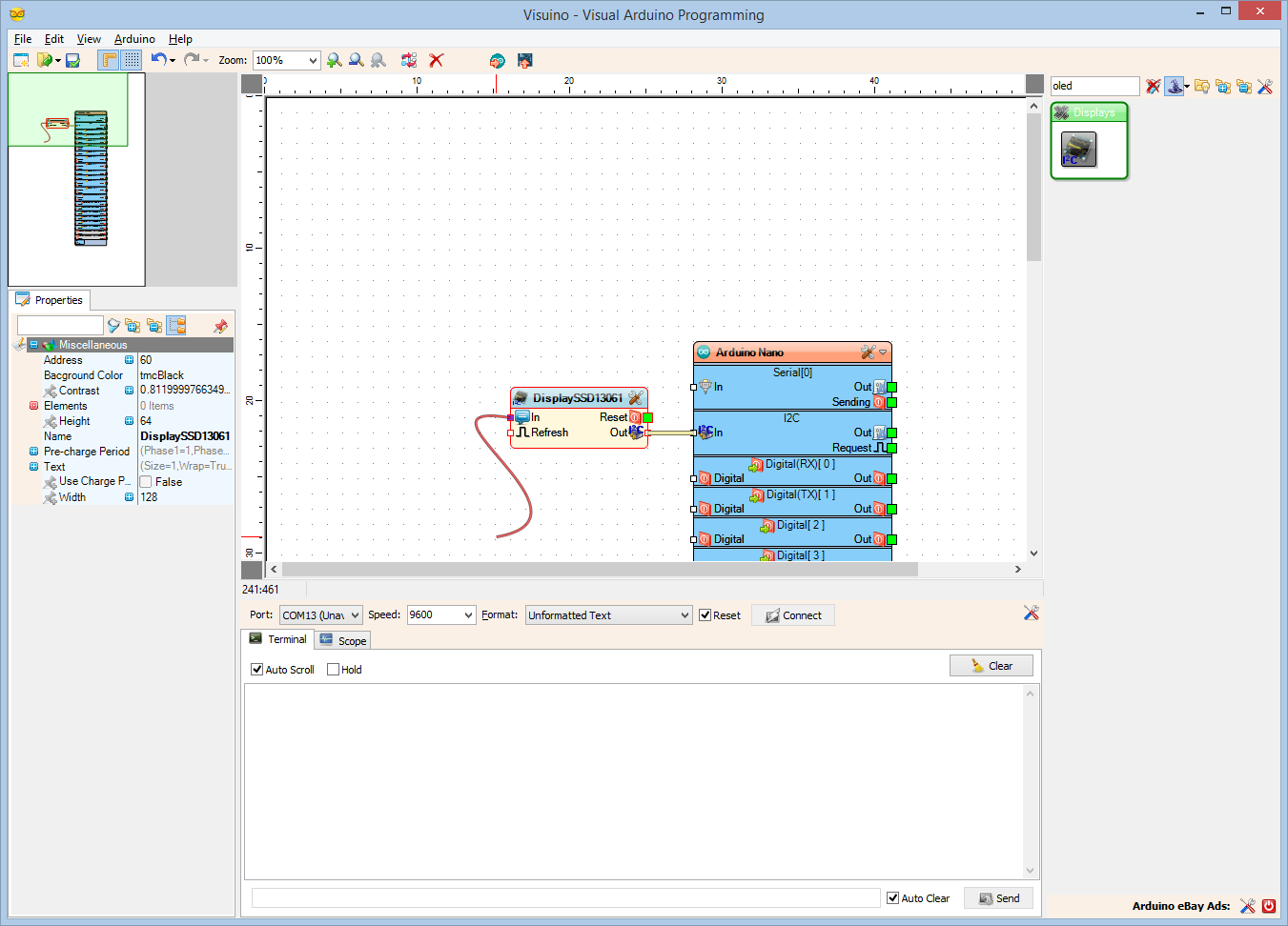 Arduino Nano: Simple SSD1306 I2C OLED Analog Display With Visuino : 7 ...