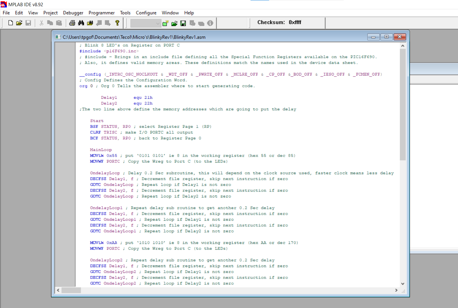 Assembly Language Blinking Lights for a PIC16 : 6 Steps (with Pictures) - Instructables