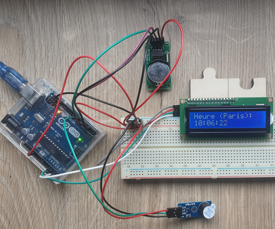 Real Time Clock Arduino Uno Ds1302 Rtc Module Buzzer Lcd 16x2 I2c 4 Steps Instructables