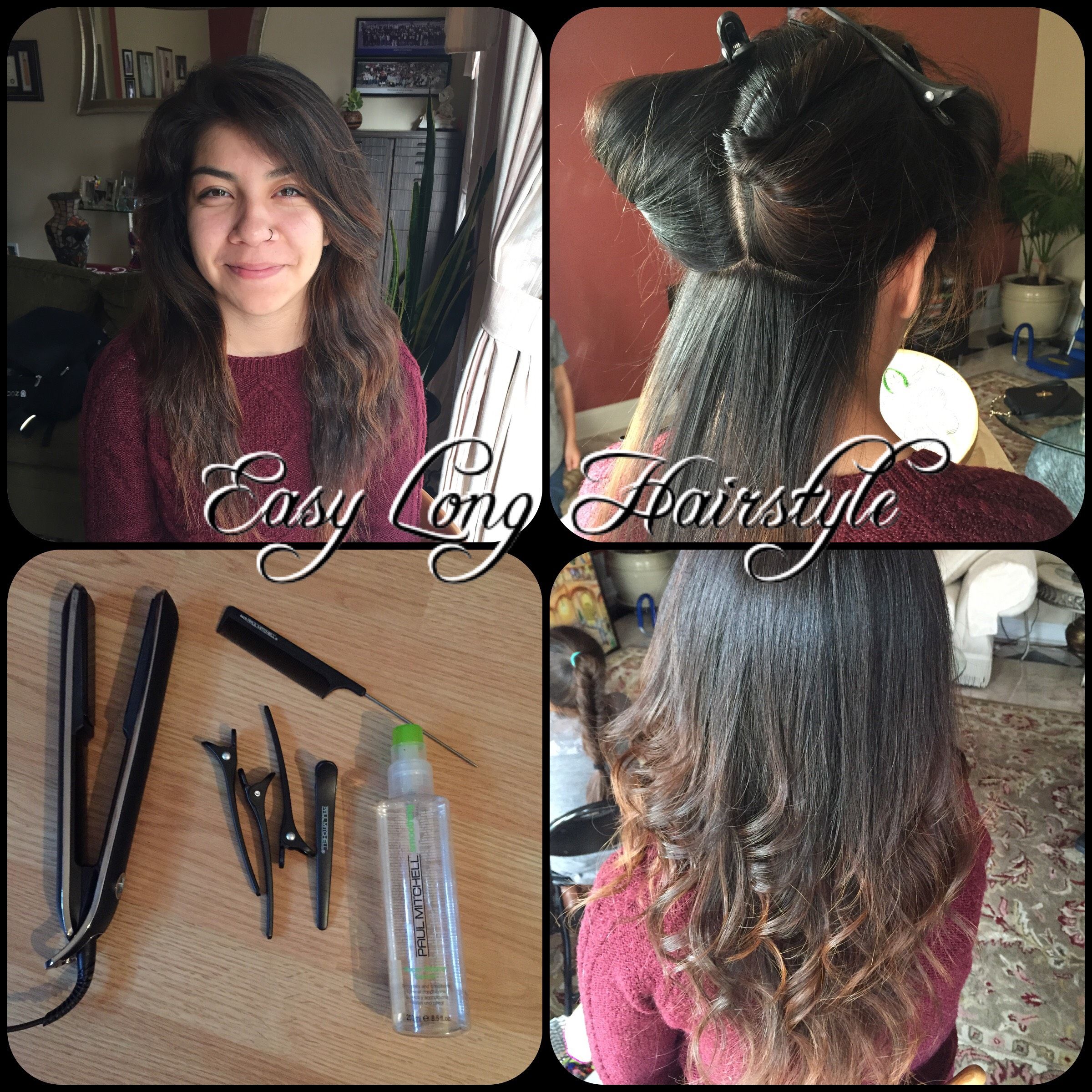 Easy Long Hairstyle Using a Smoothing Iron : 6 Steps (with Pictures ...