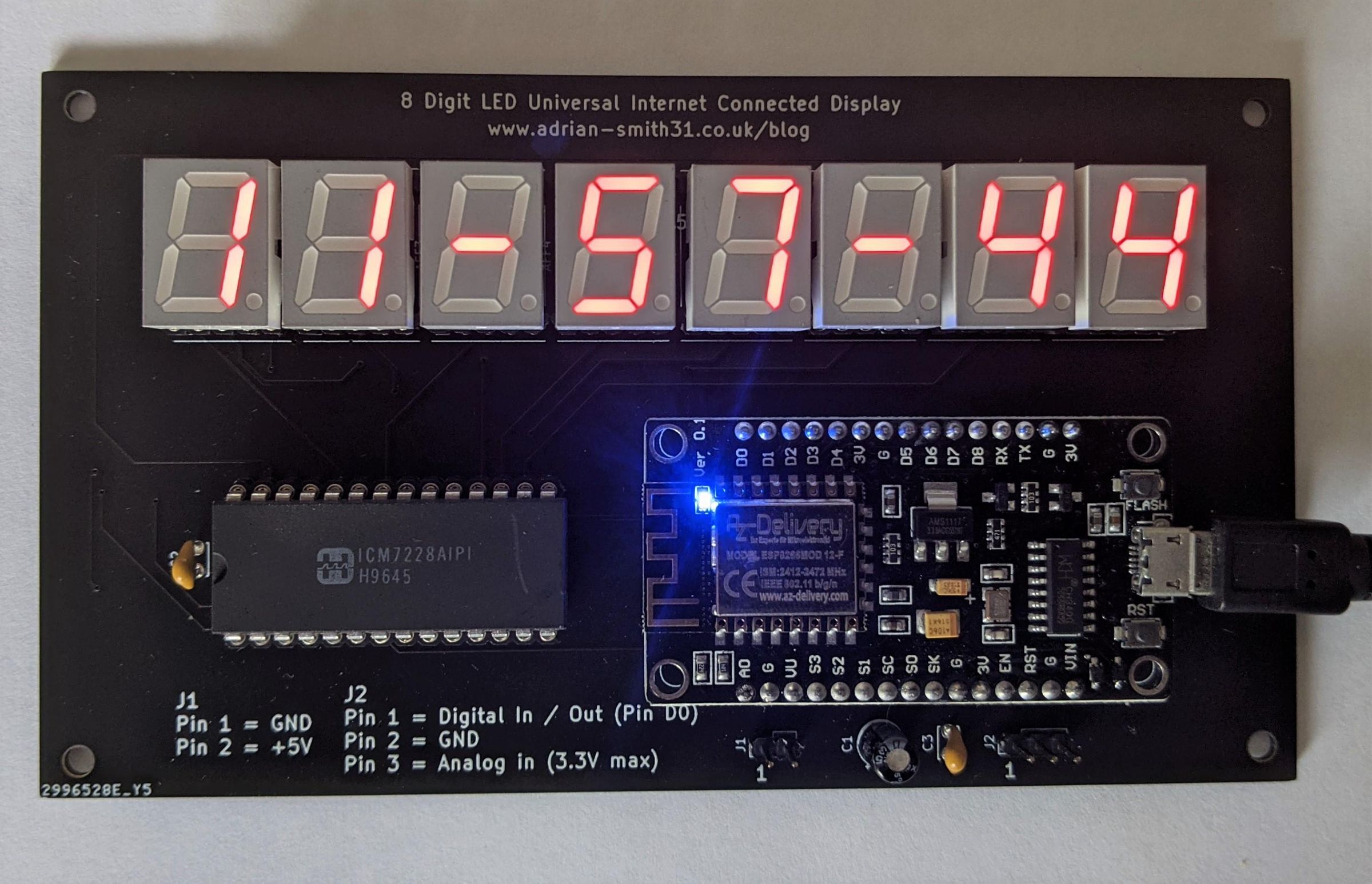 ESP8266 Based 8 Digit LED NTP Clock With YouTube Statistics Display : 5 ...