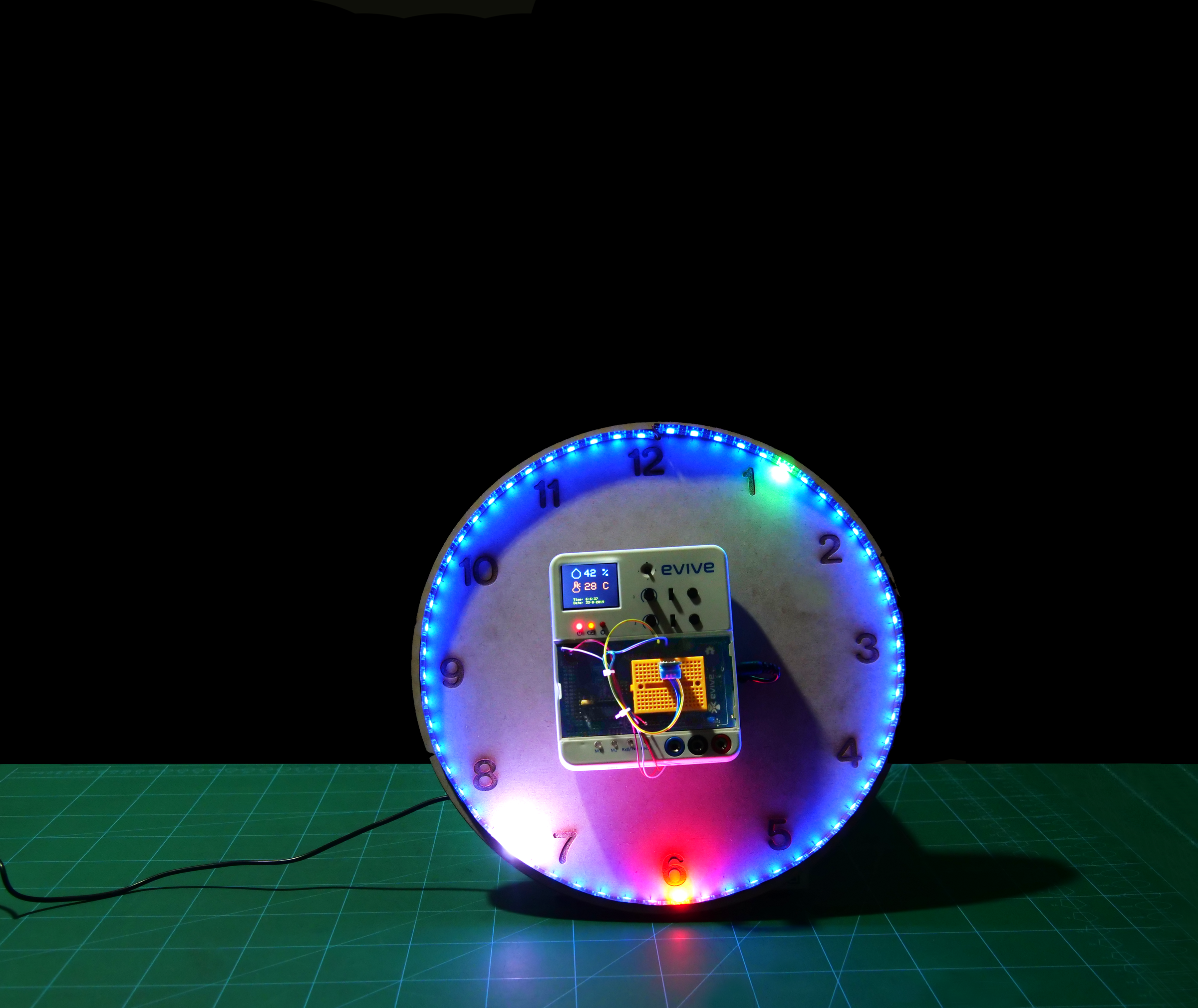 RGB LED Wall Clock With Temperature Sensor Using Evive- Arduino Based ...