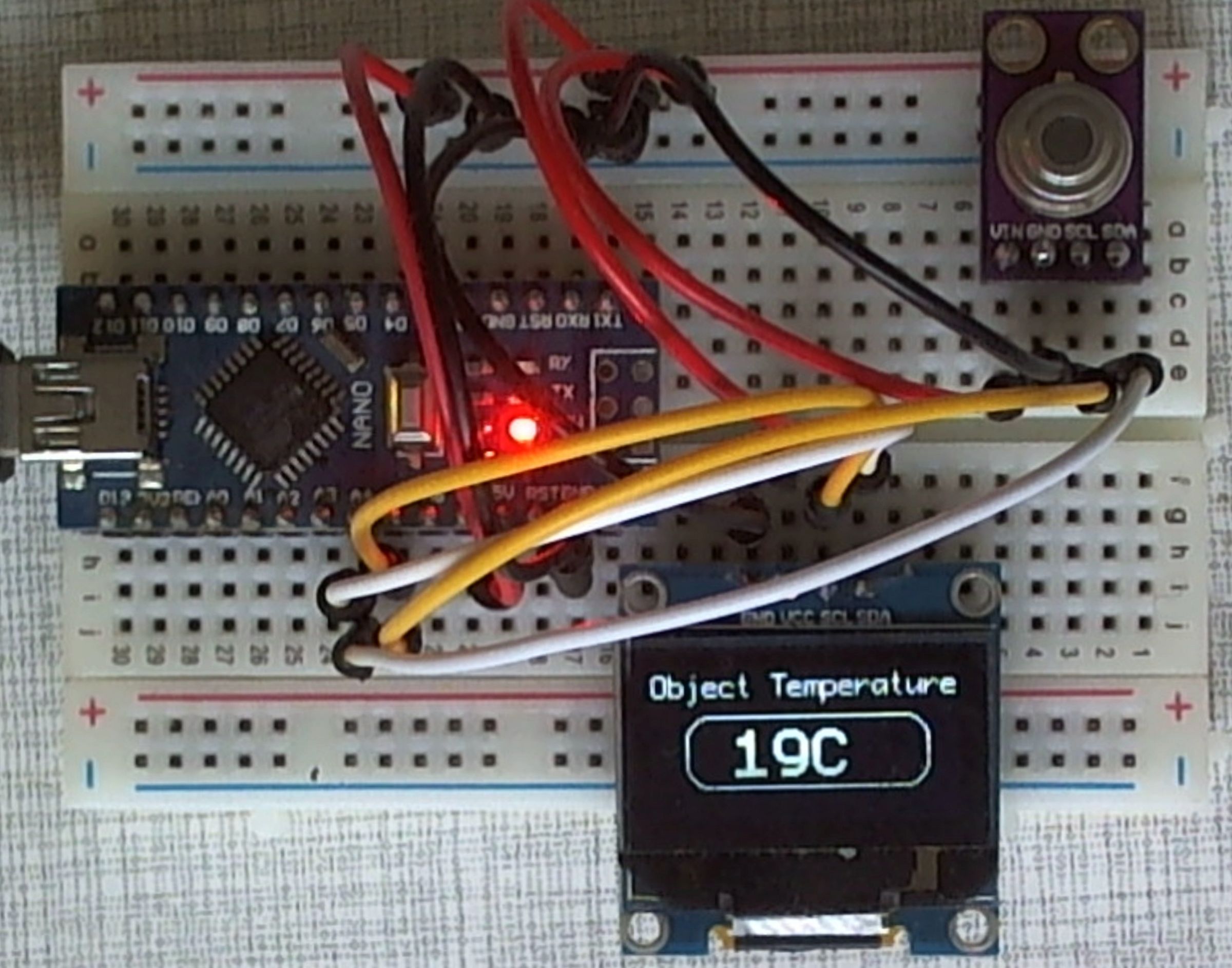 DIY: a 5 Minutes Contactless OLED Thermometer With Arduino and MLX90614 ...