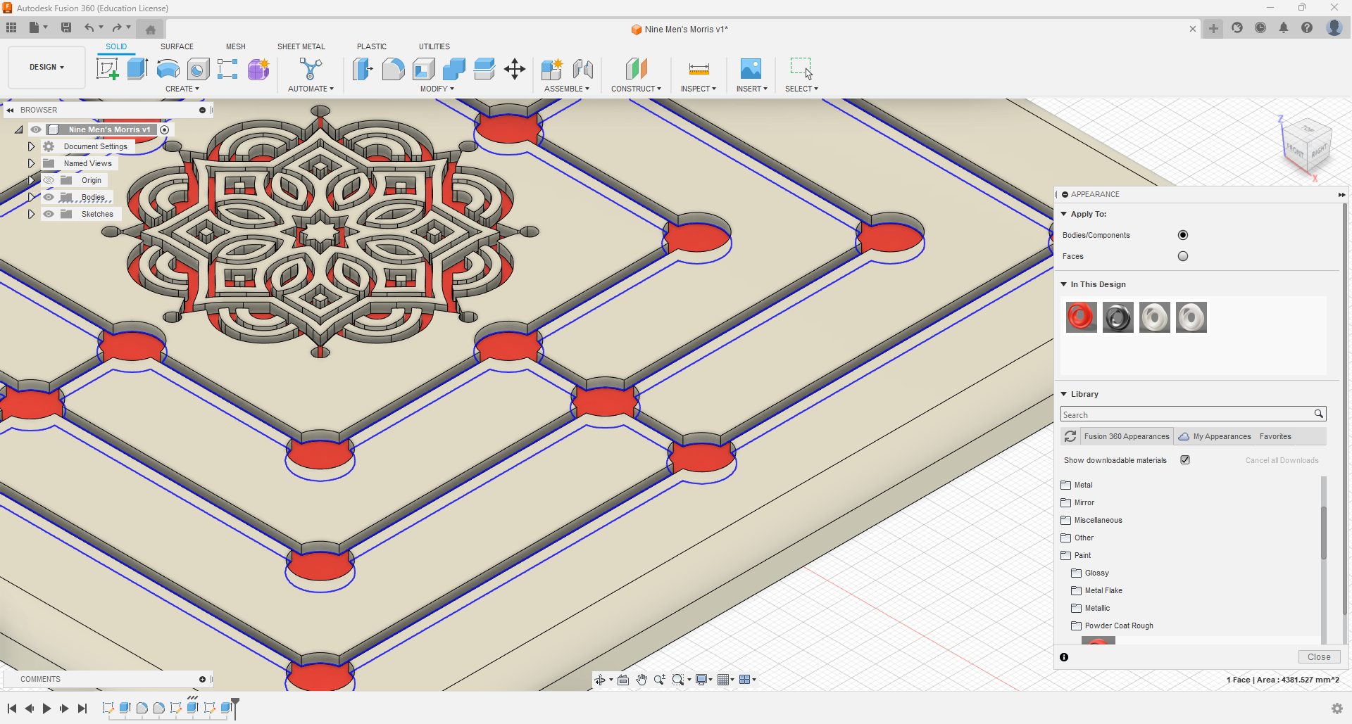 How to Design 9 Mens Morris Game in Fusion 360 : 10 Steps (with ...