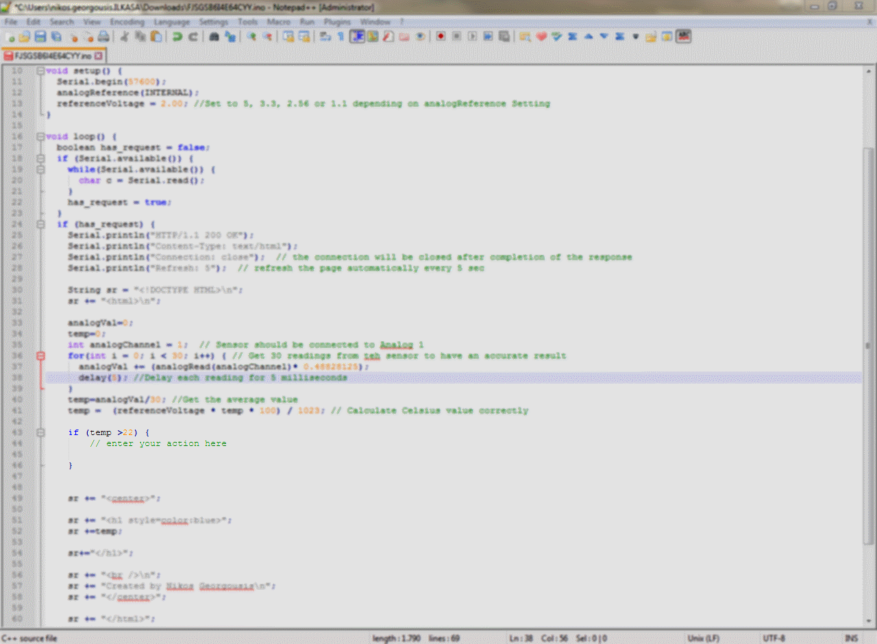 Arduino WiFi Thermometer (with Web Page) - Arduino Wireless : 6 Steps ...