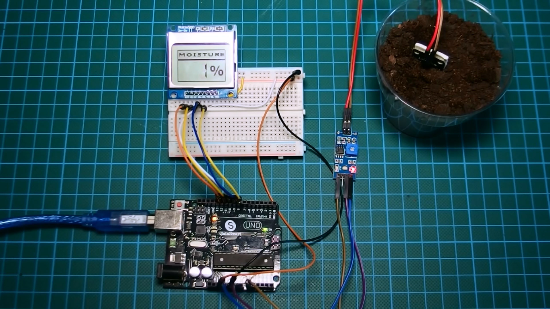 DIY Soil Moisture Monitor With Arduino and a Nokia 5110 Display : 6 ...