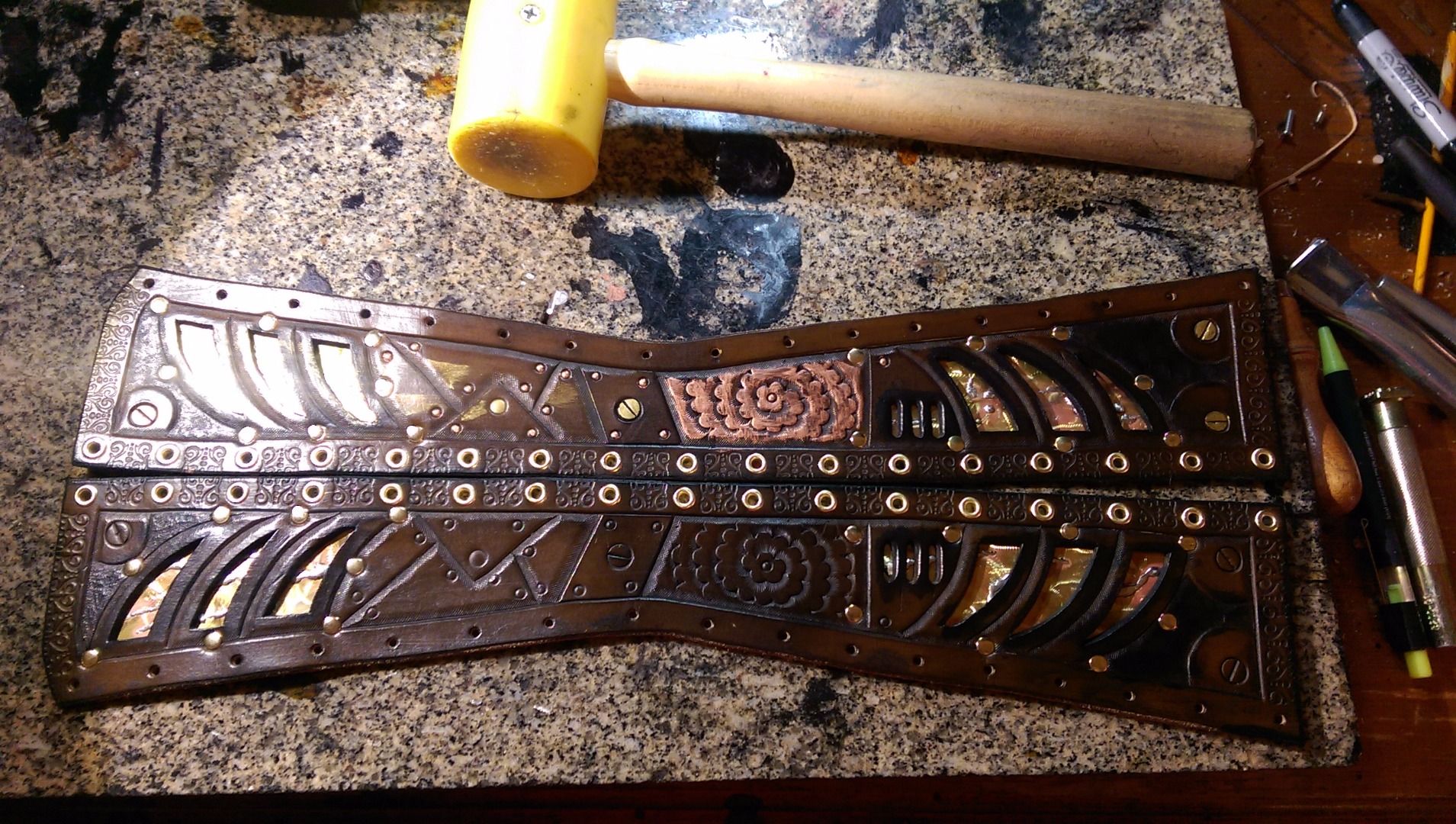 Handmade Steampunk Leather Corset With Brass Inlays and Custom Tooling ...