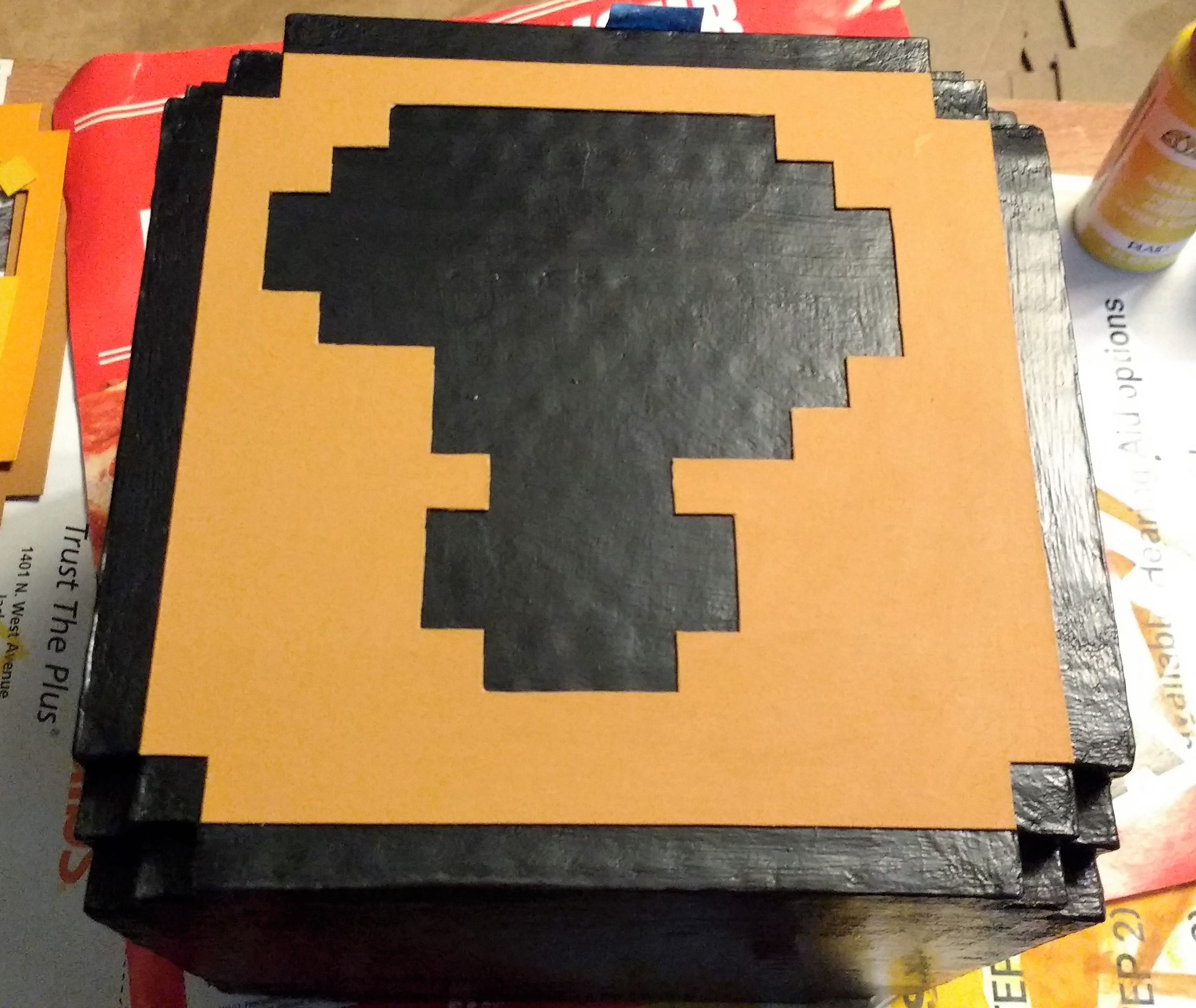 DIY Cardboard Super Mario World Question Mark Block Shelf : 19 Steps ...