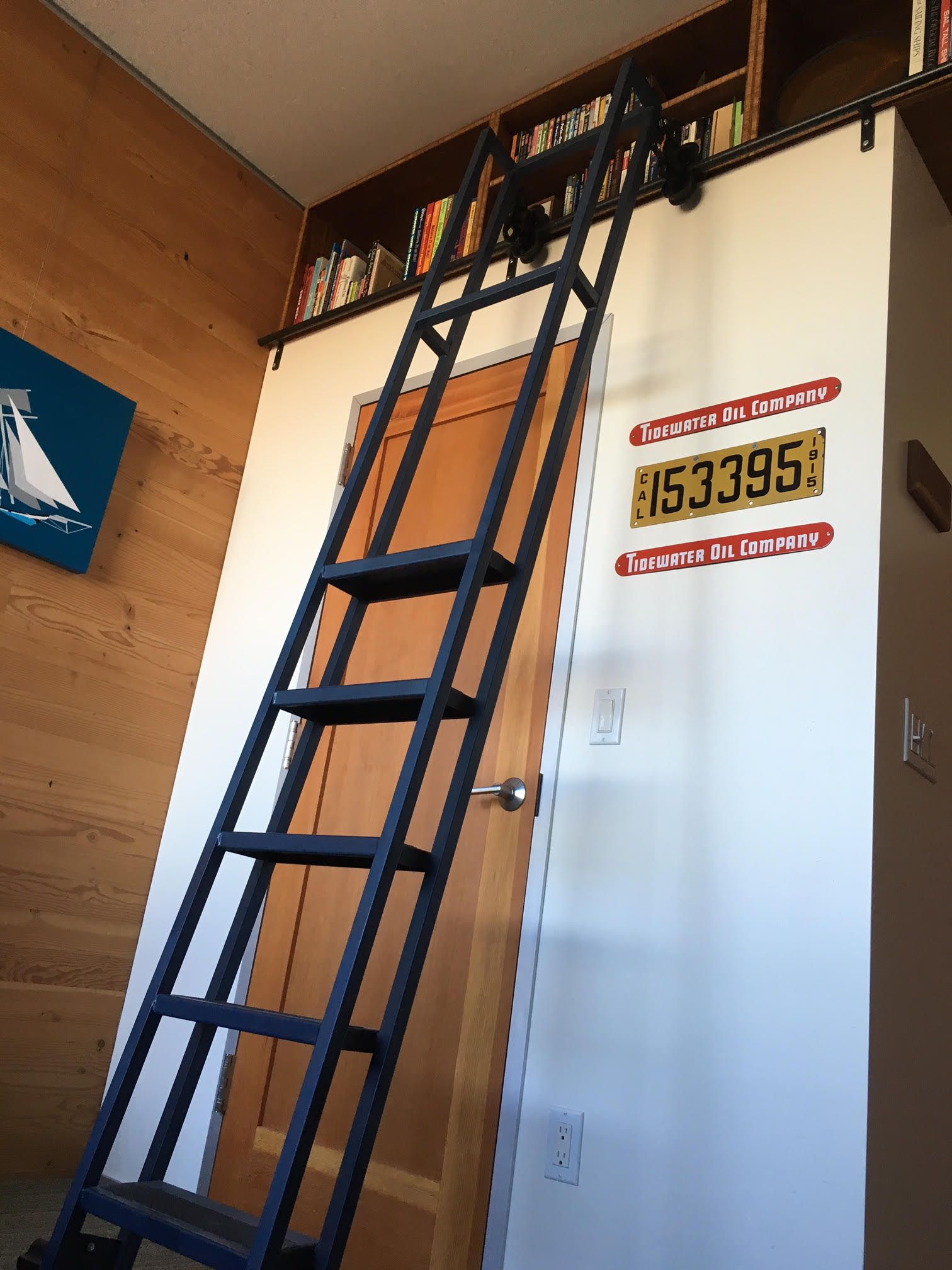 Ceiling Bookshelf With Library Ladder : 3 Steps (with Pictures ...