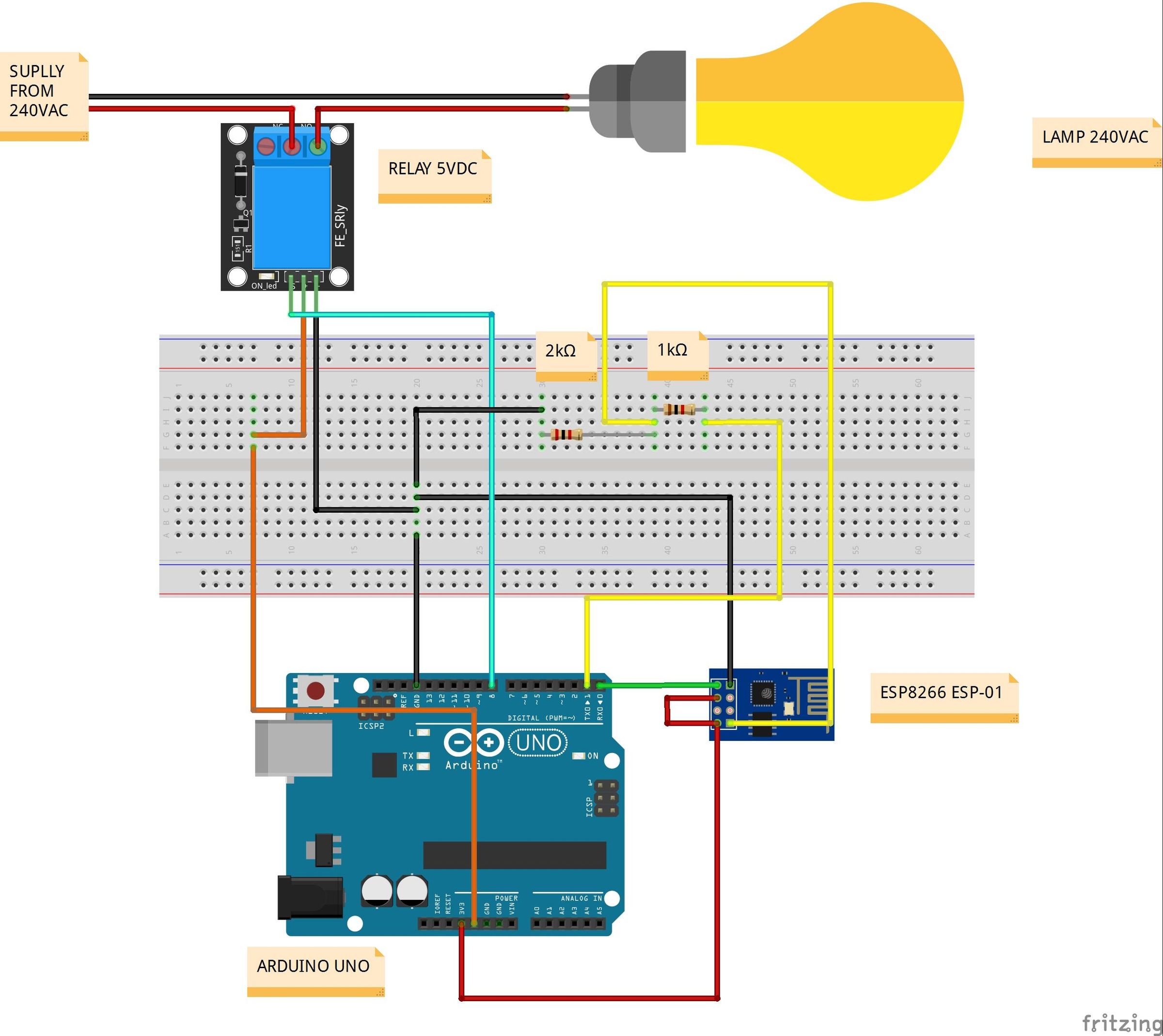Arduino Uno + ESP8266 ESP-01 Switch on a Lamp Over the Internet (Not ...