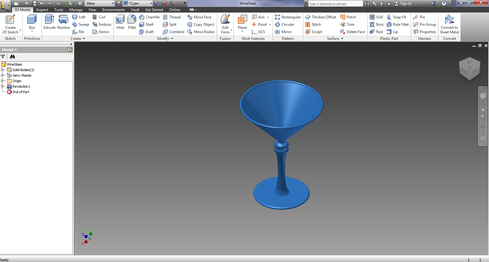Autodesk Inventor Professional 2013 Basic Wine Glass Tutorial : 4 Steps ...