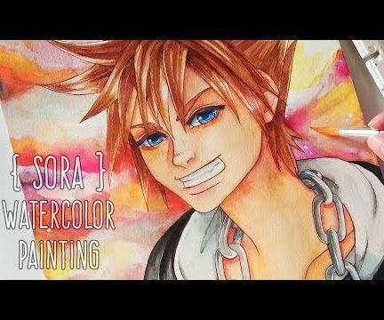 SORA Watercolor Painting Process Kingdom Hearts : 6 Steps (with ...