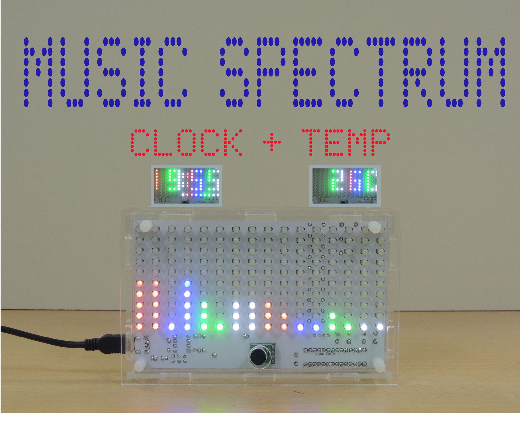 Music Spectrum With Digital Clock and Temperature : 9 Steps (with ...