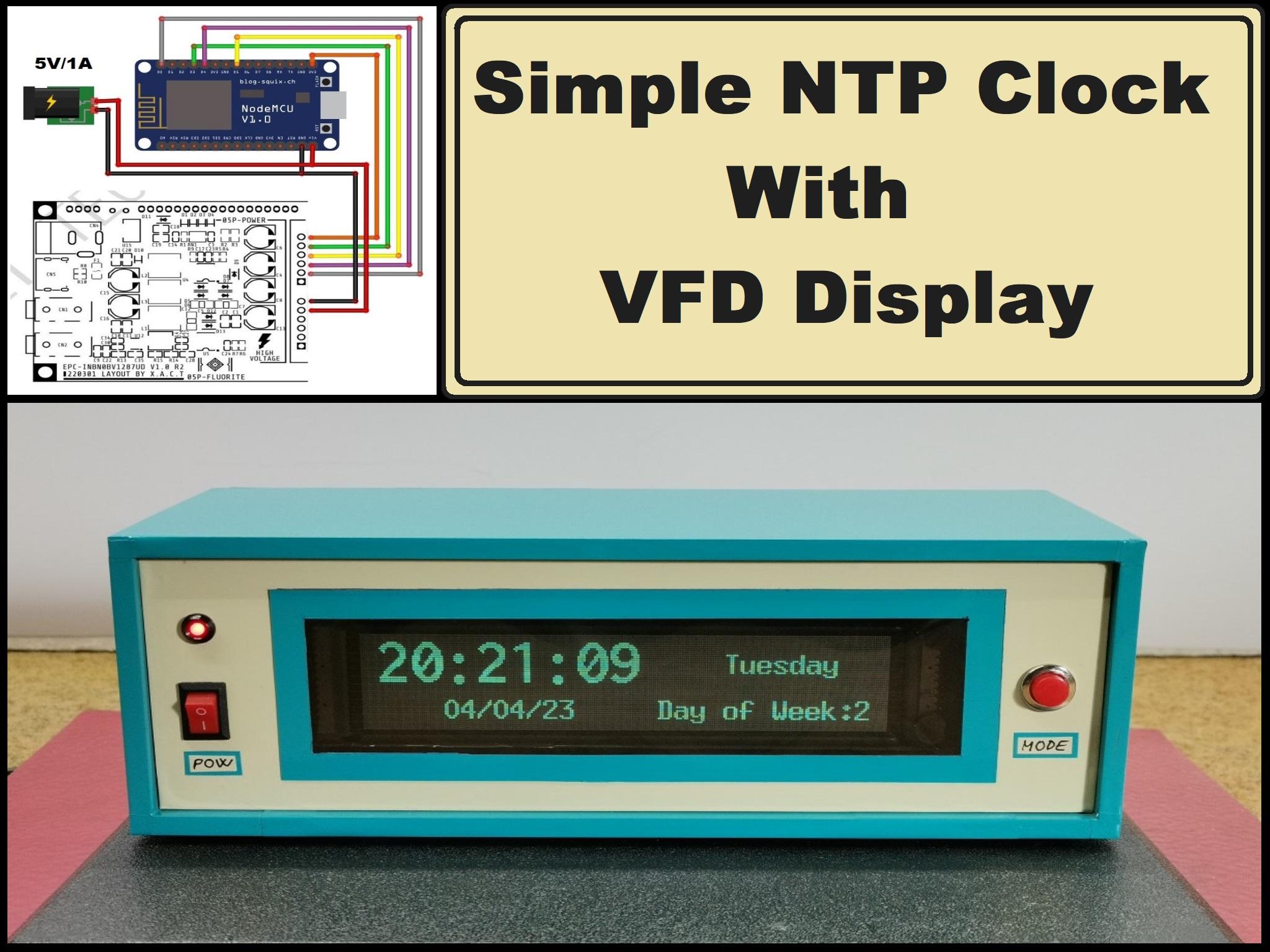Simple ESP8266 NTP Clock on VFD Display VFD256x50 GP1287 : 3 Steps ...