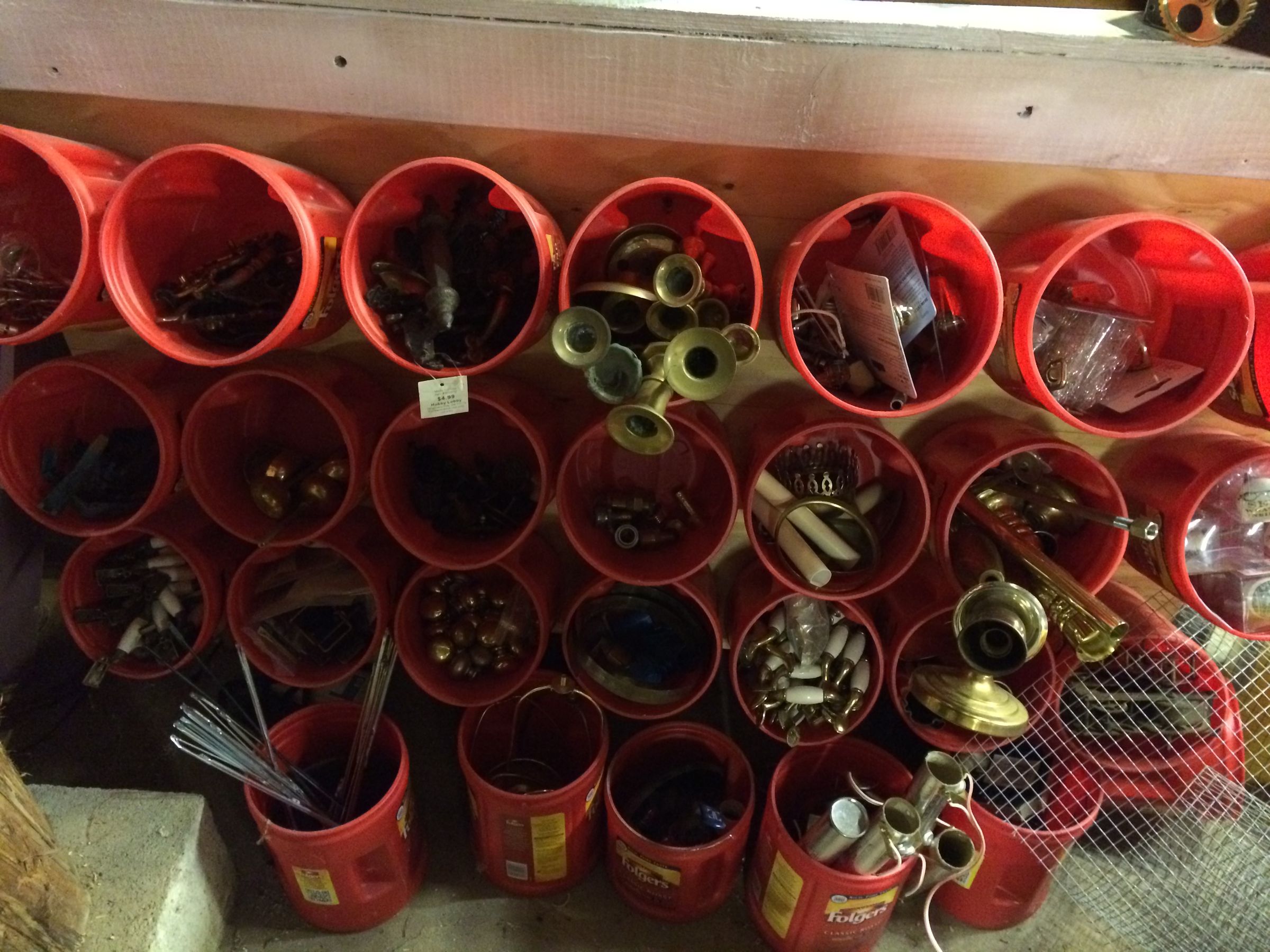 Storage Bin Rack From Recycled Plastic Coffee Containers : 9 Steps ...