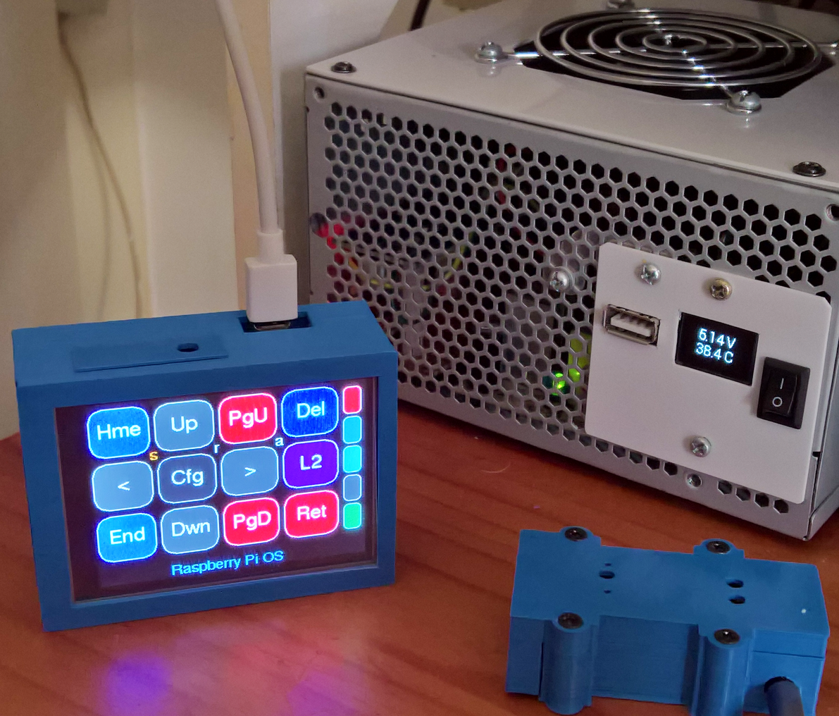 A Raspberry Pi PC-PSU Desktop Computer With Hard Disk, Fan, PSU and On ...