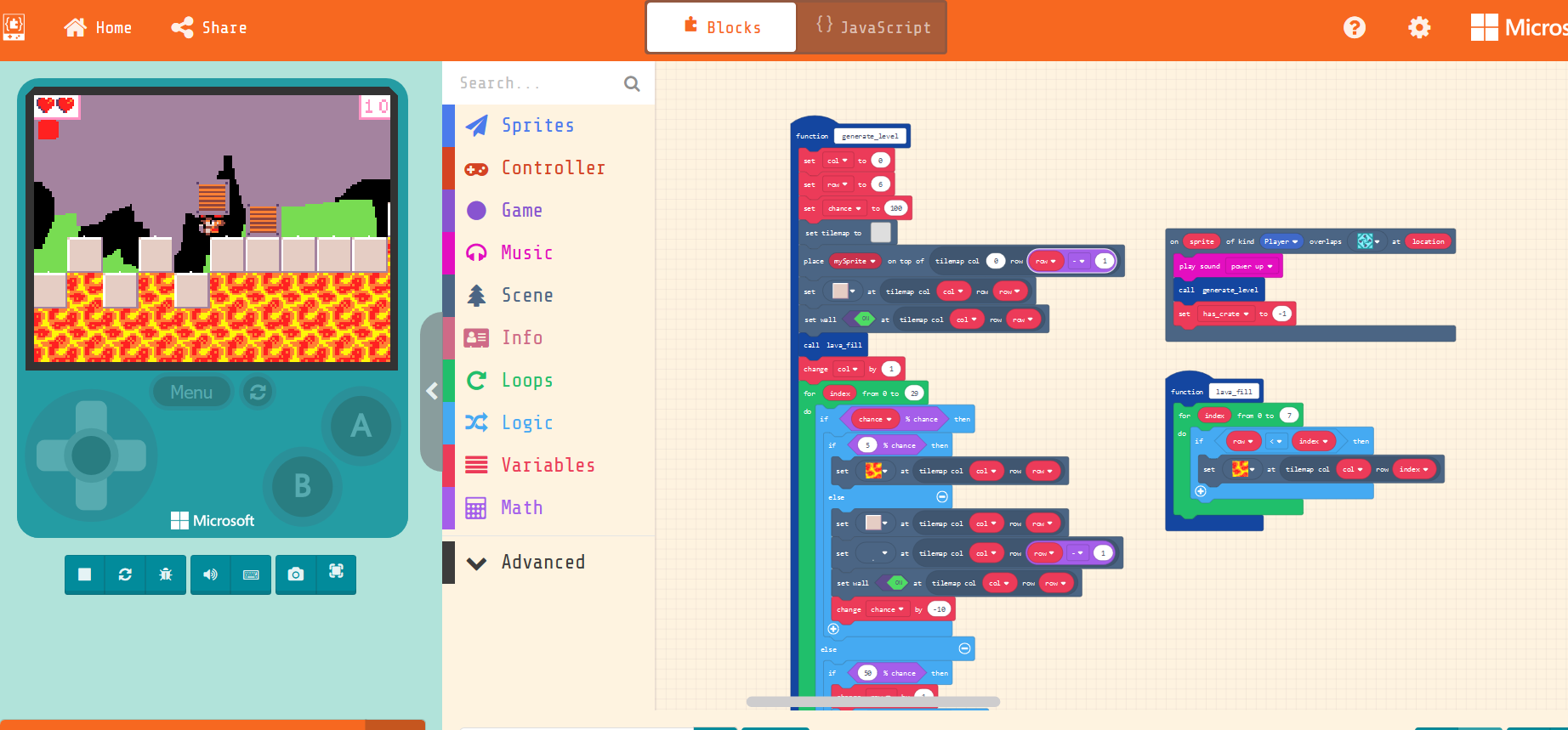 Platformer With Infinite Levels on GameGo With Makecode Arcade : 5 ...