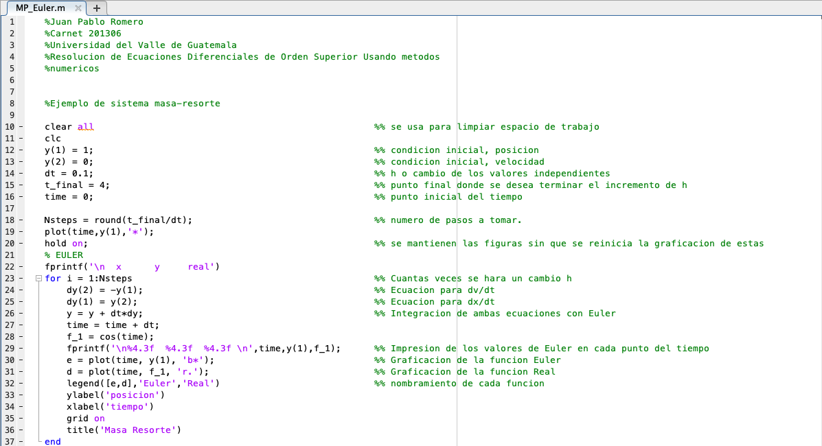 Metodo Euler Y Runge-Kutta 4th Order Para EDO De Orden Superior : 3 ...