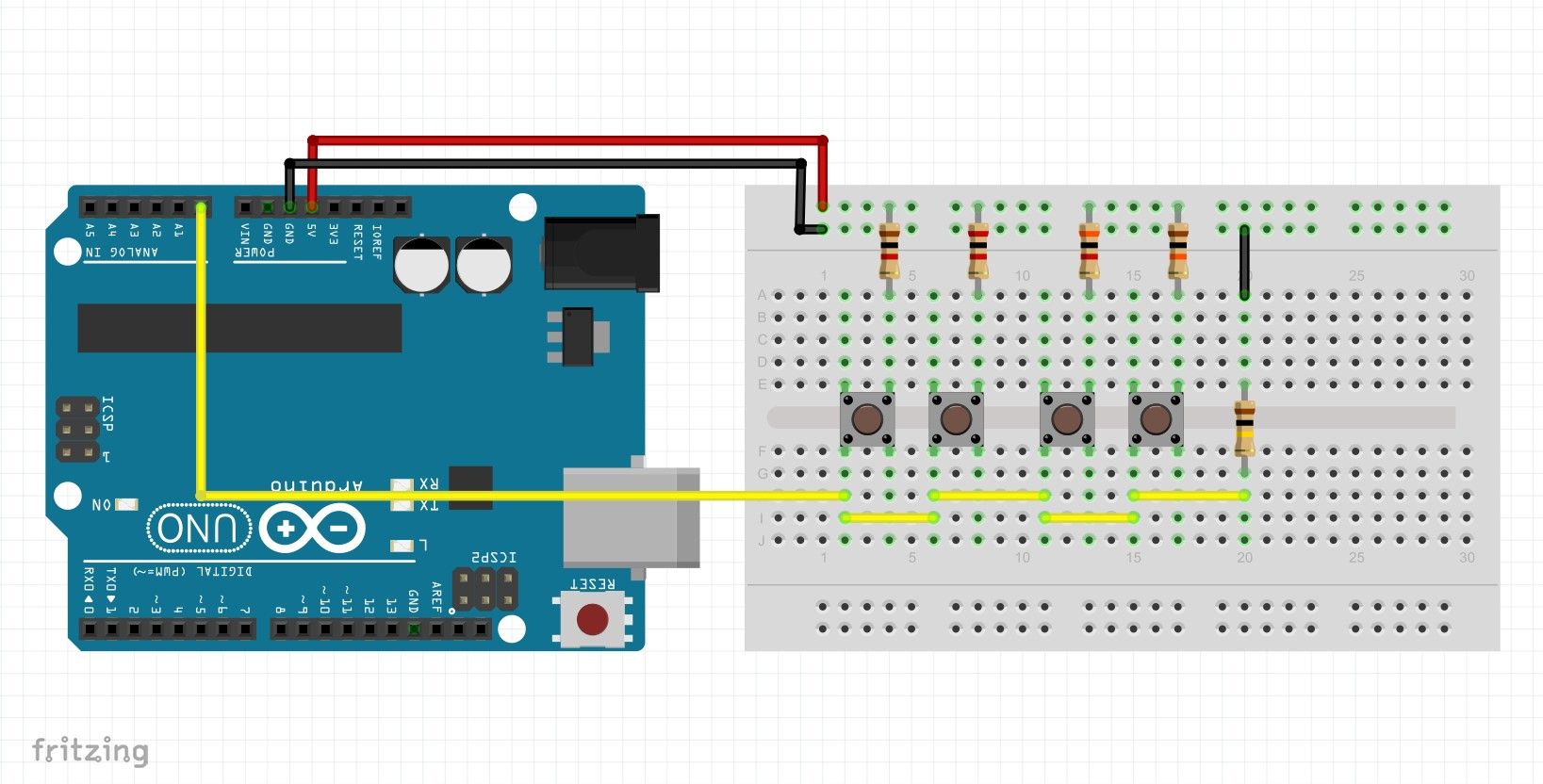 How To: Multiple Buttons on 1 Analog Pin - Arduino Tutorial : 5 Steps ...