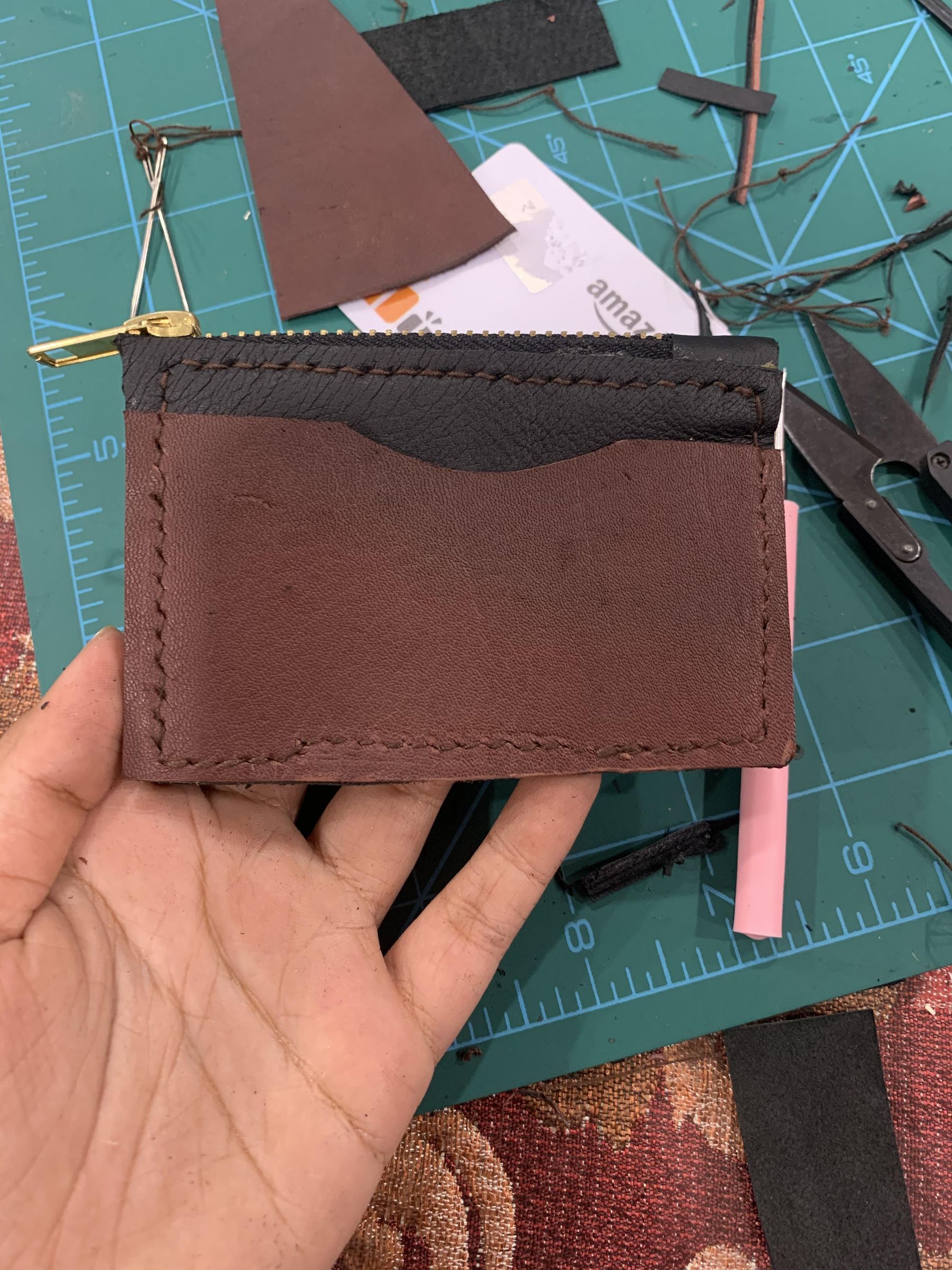 Zippered Leather Card Wallet (with Free Pattern) : 8 Steps (with ...