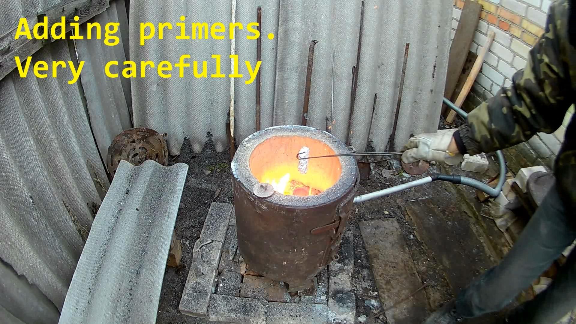 Melting Used Shotgun Primers. Brass + Copper Casting : 4 Steps ...