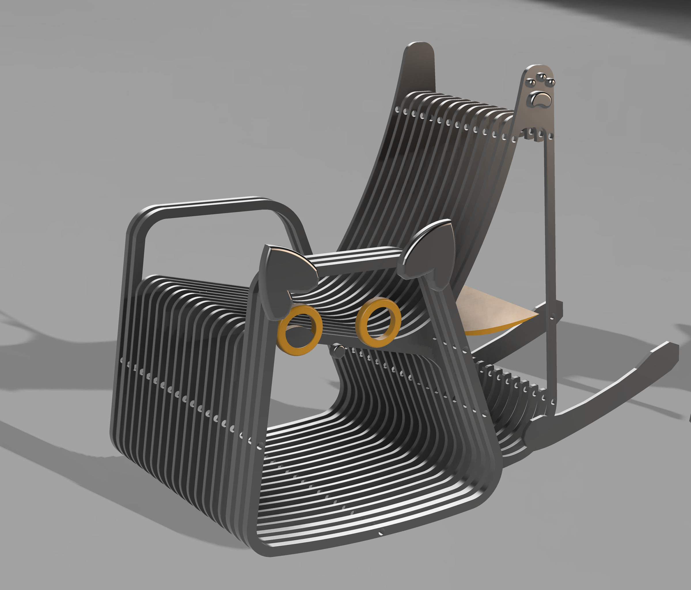 CAT-CHAIR：A Rocking Chair Design That Can Accommodate 3 Cats : 3 Steps ...