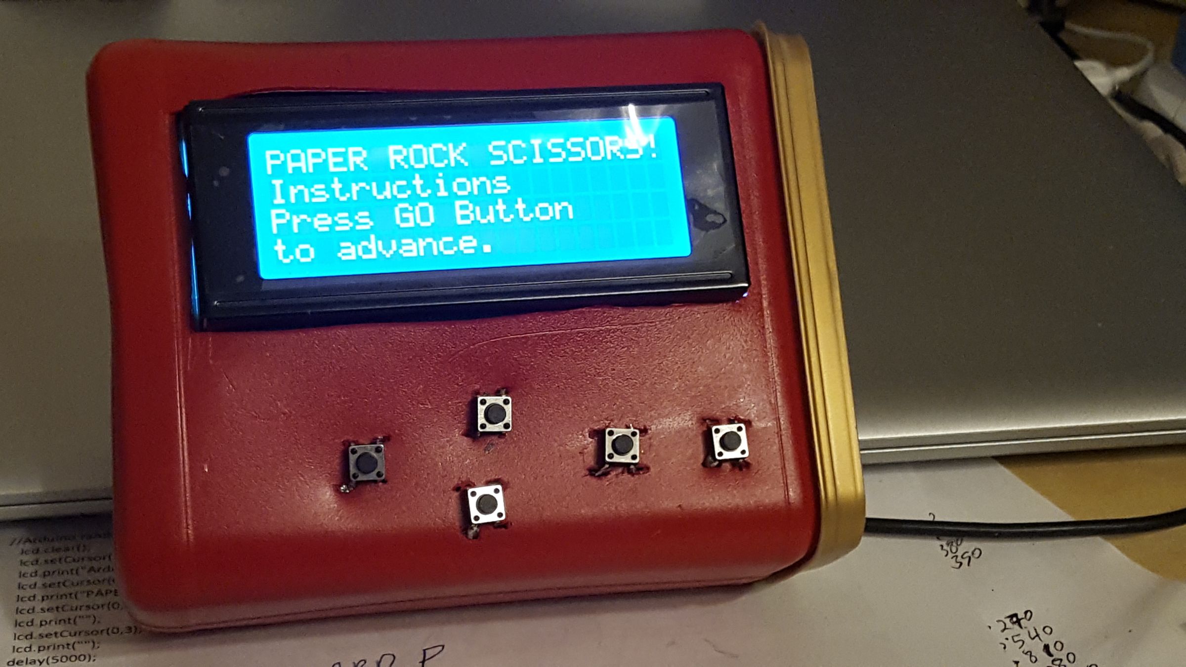 Handheld Arduino Paper Rock Scissors Game Using 20x4 LCD Display With ...