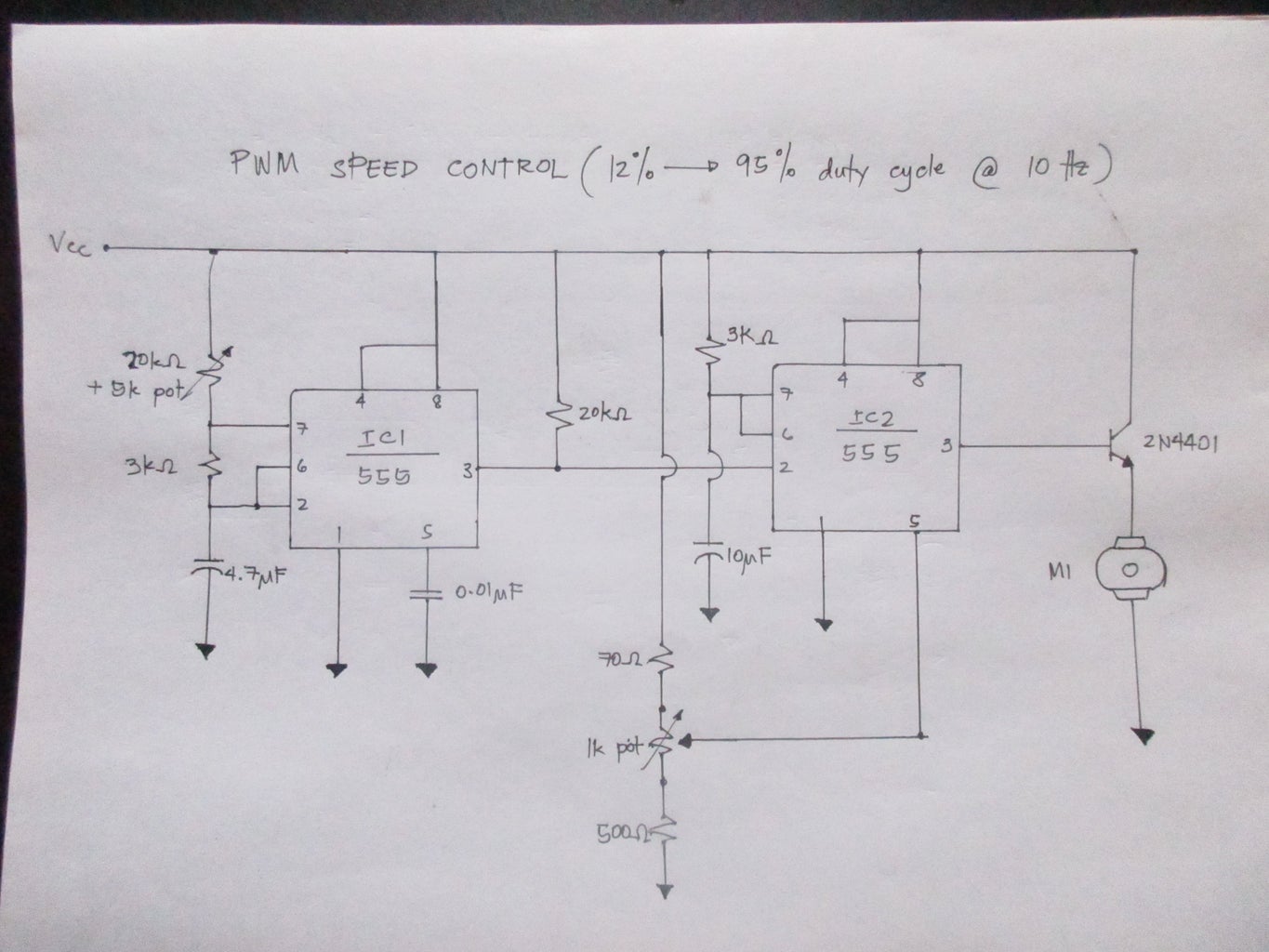Basic Pwm Motor Speed Control Using 555 Timer Ics 8 Steps Instructables