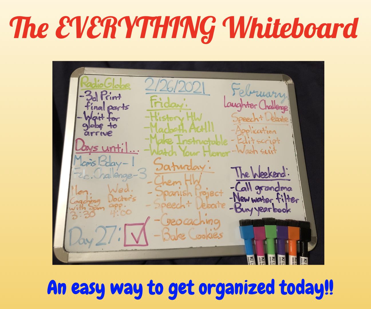 Classroom Whiteboard Organization